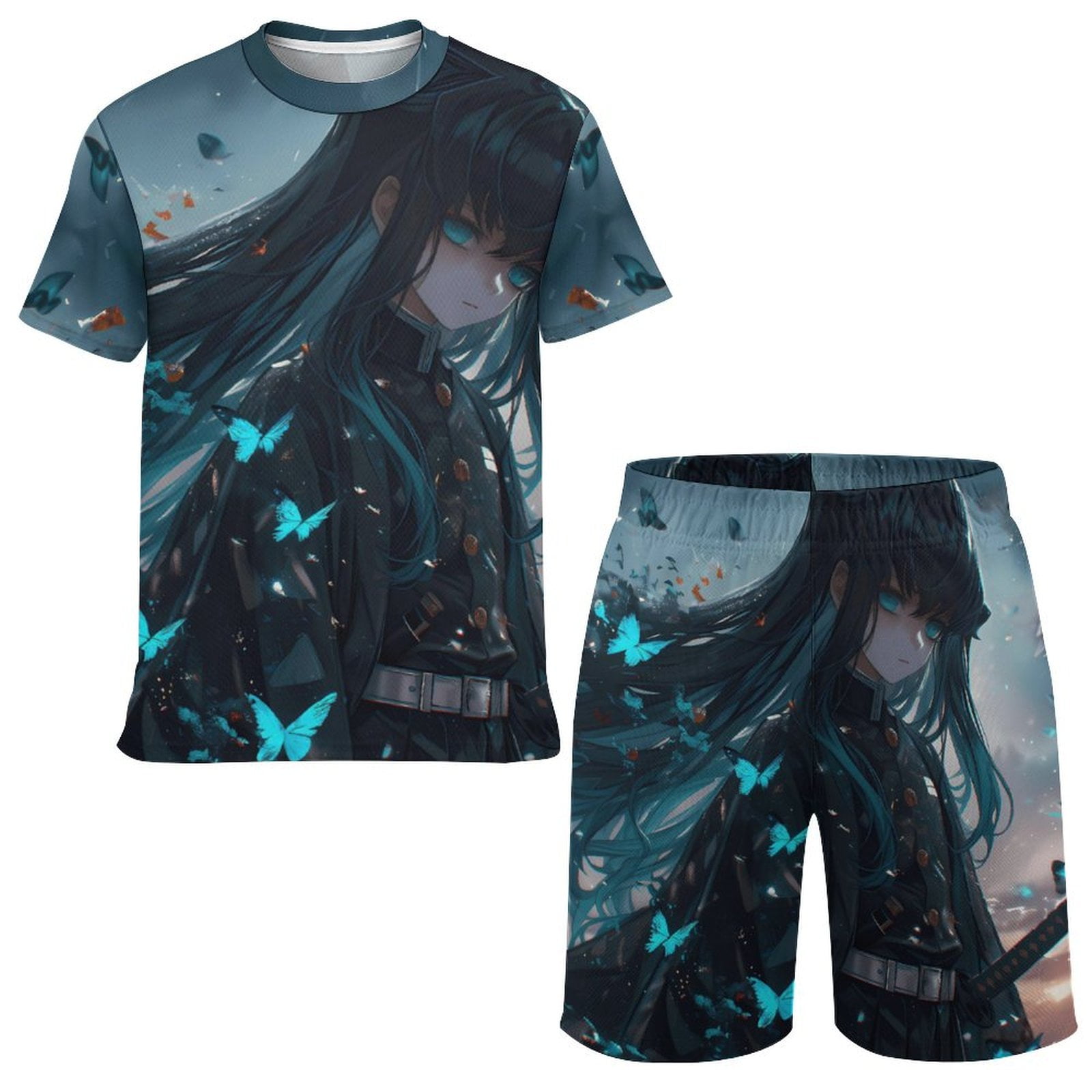 Demon Slayer Muichiro Tokito Boys Girls Short Sleeve Mesh T-Shirt And ...