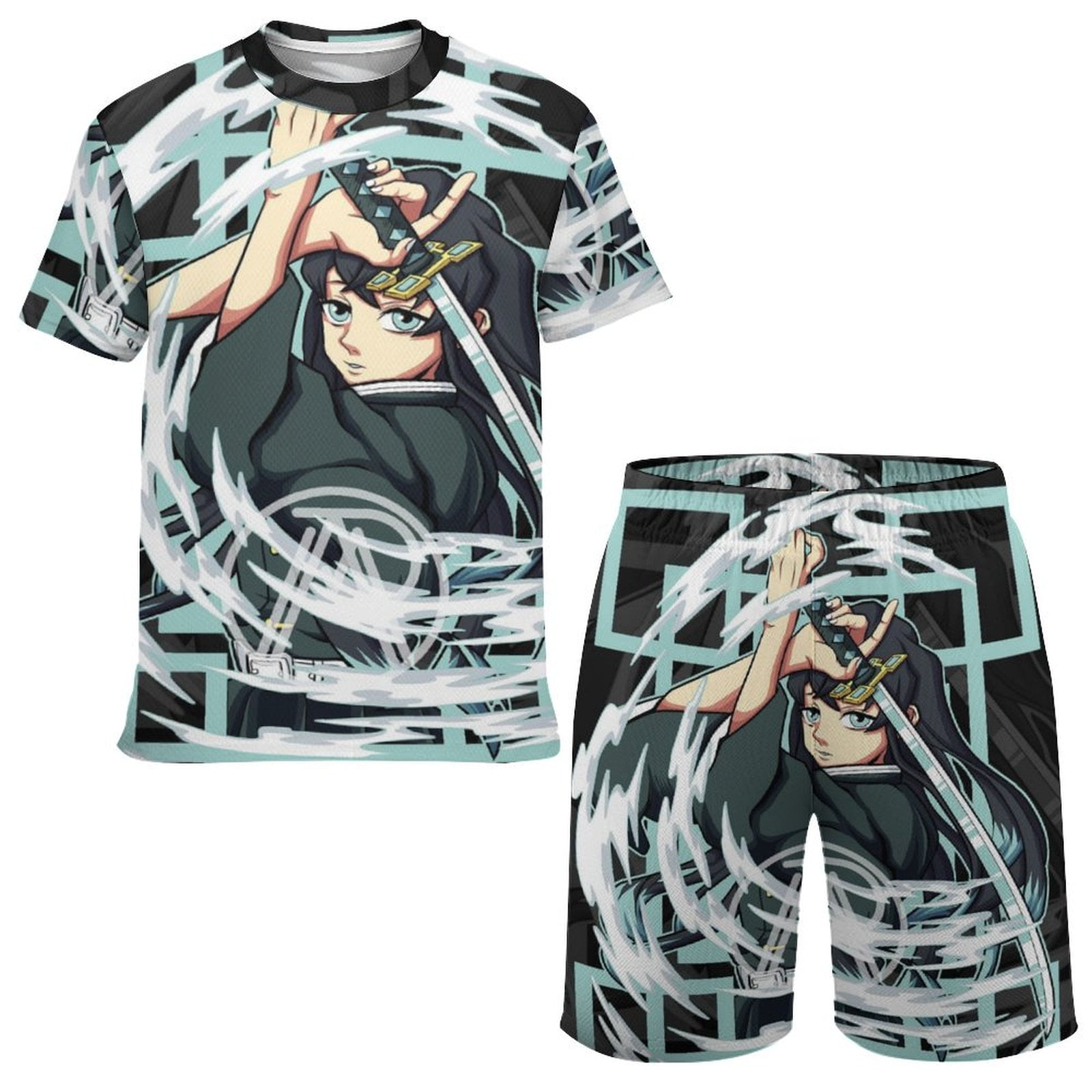 Demon Slayer Muichiro Tokito Boys Girls Short Sleeve Mesh T-Shirt And ...
