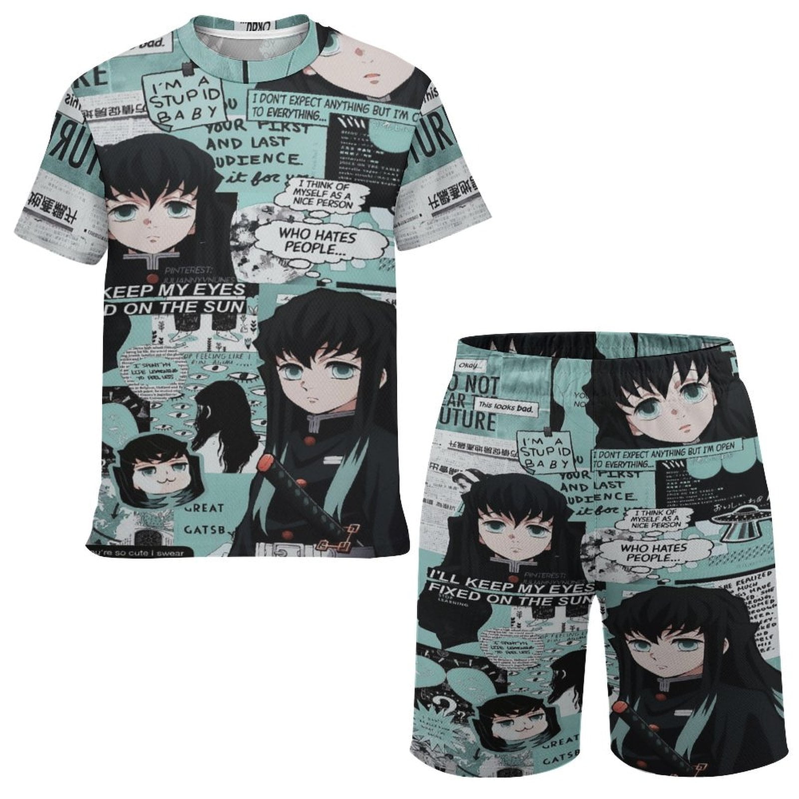 Demon Slayer Muichiro Tokito Boys Girls Short Sleeve Mesh T-Shirt And ...