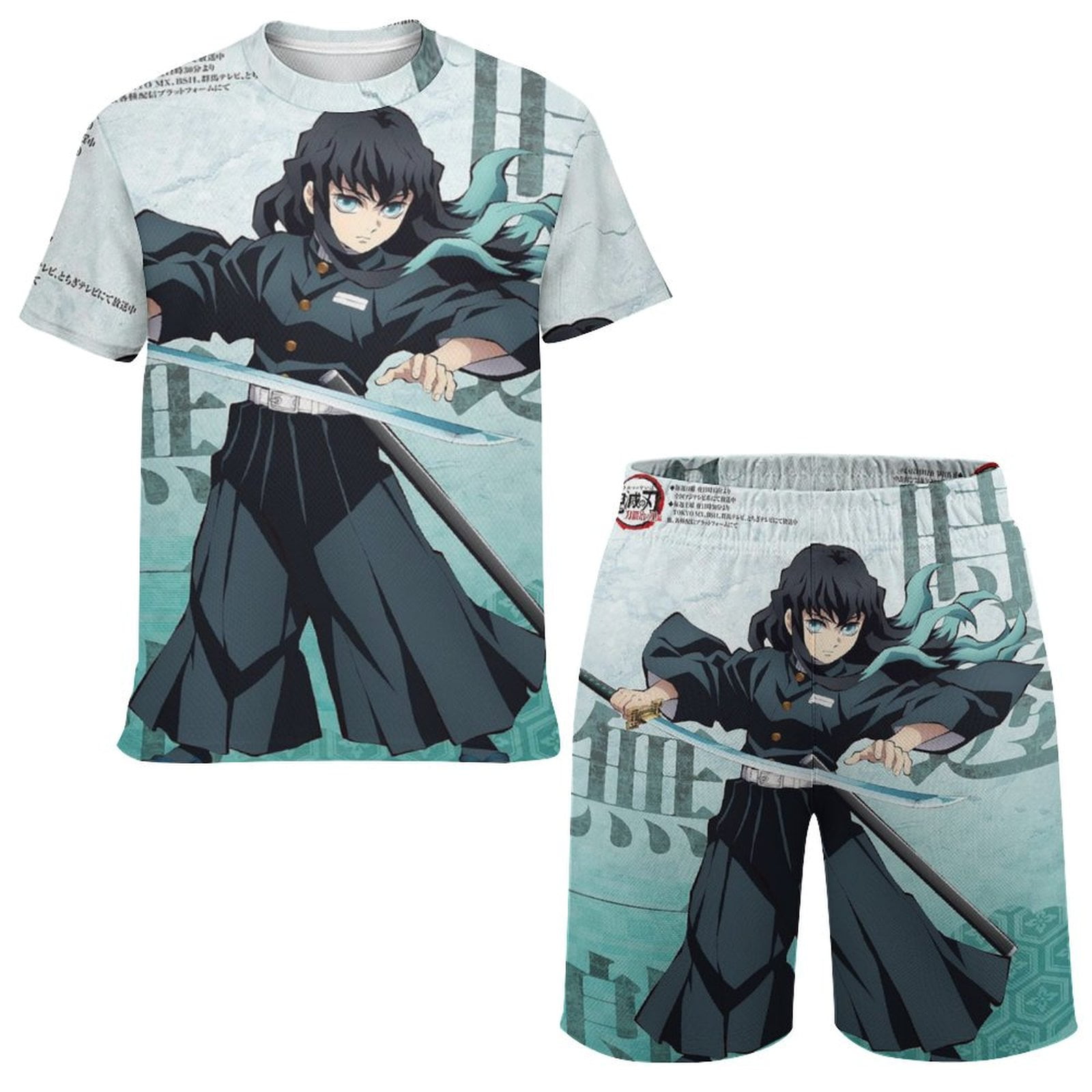 Demon Slayer Muichiro Tokito Boys Girls Short Sleeve Mesh T-Shirt And ...