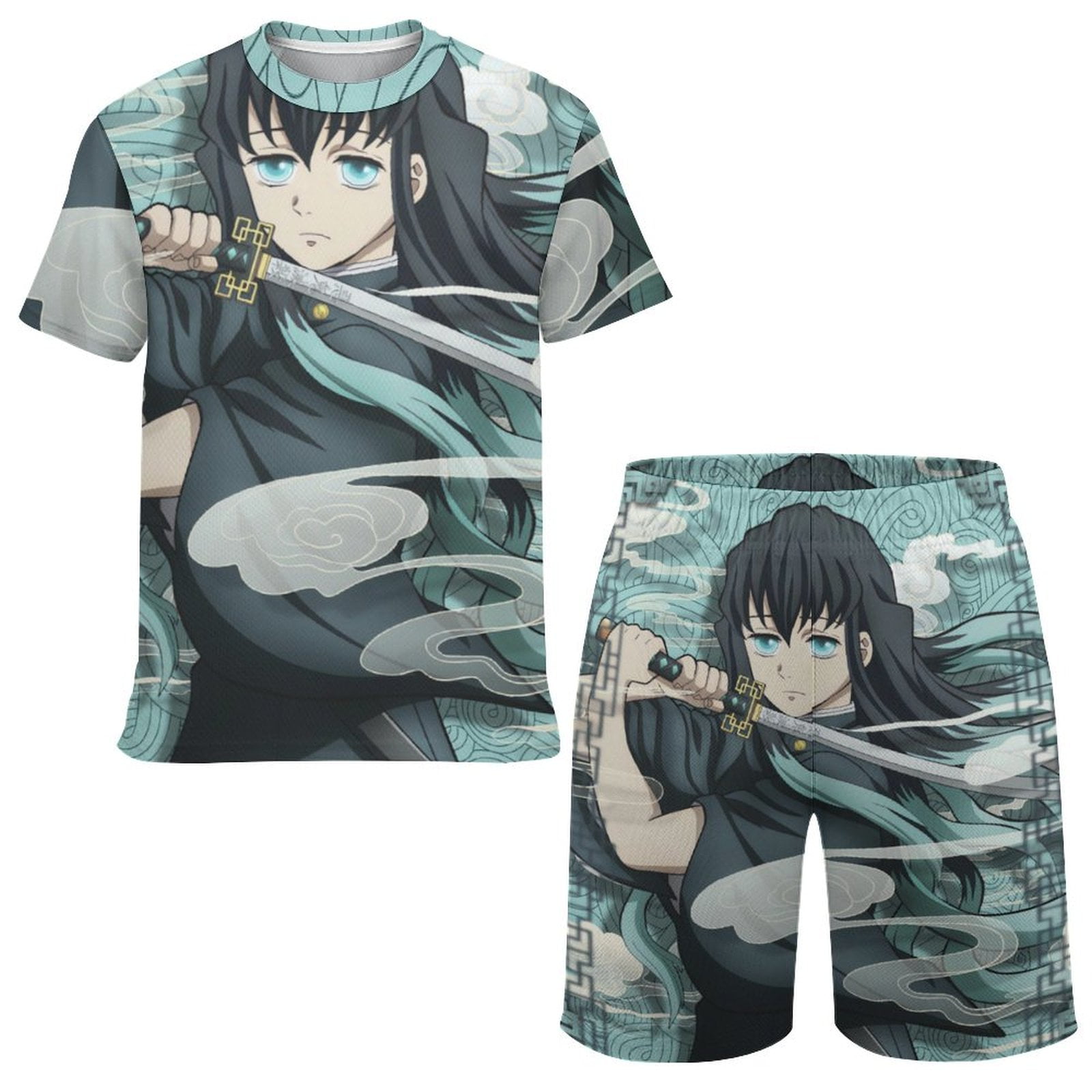 Demon Slayer Muichiro Tokito Boys Girls Short Sleeve Mesh T-Shirt And ...