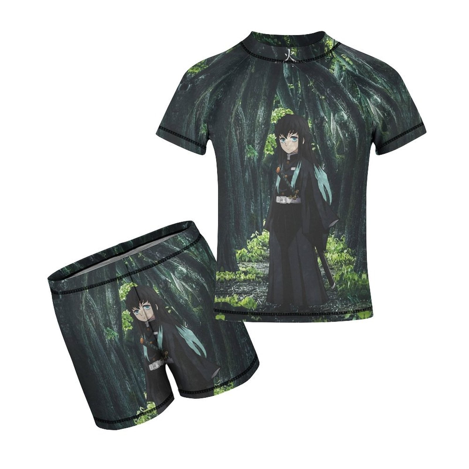 Demon Slayer Muichiro Tokito Boys Rash Guard Set 2 Piece Swimsuits ...