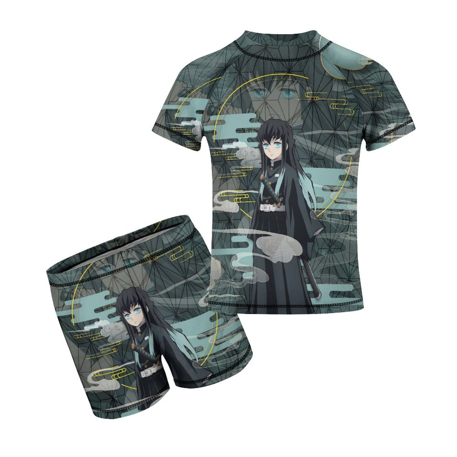 Demon Slayer Muichiro Tokito Boys Rash Guard Set 2 Piece Swimsuits ...