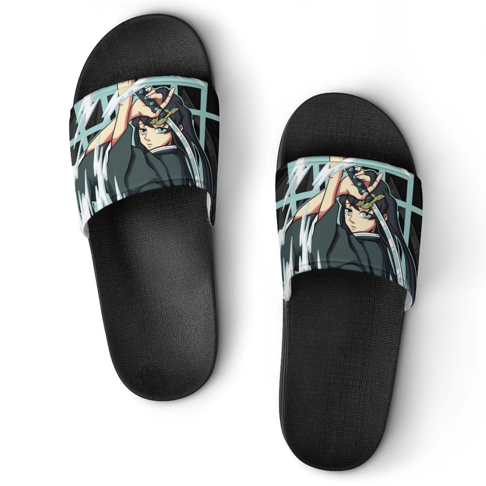 Demon Slayer Muichiro Tokito Boys Slide Sandals, Comfort Casual Pool ...