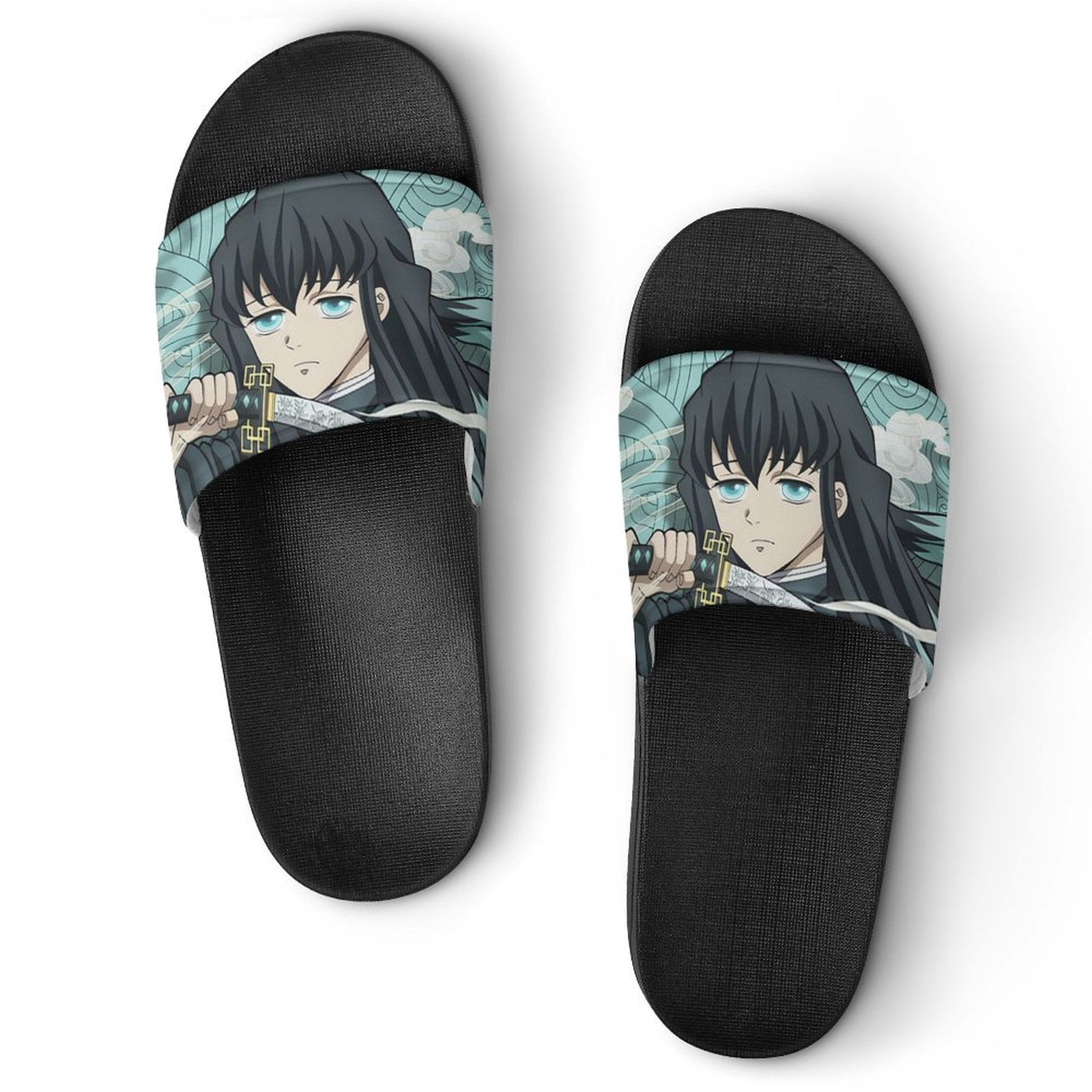 Demon Slayer Muichiro Tokito Boys Slide Sandals, Comfort Casual Pool ...