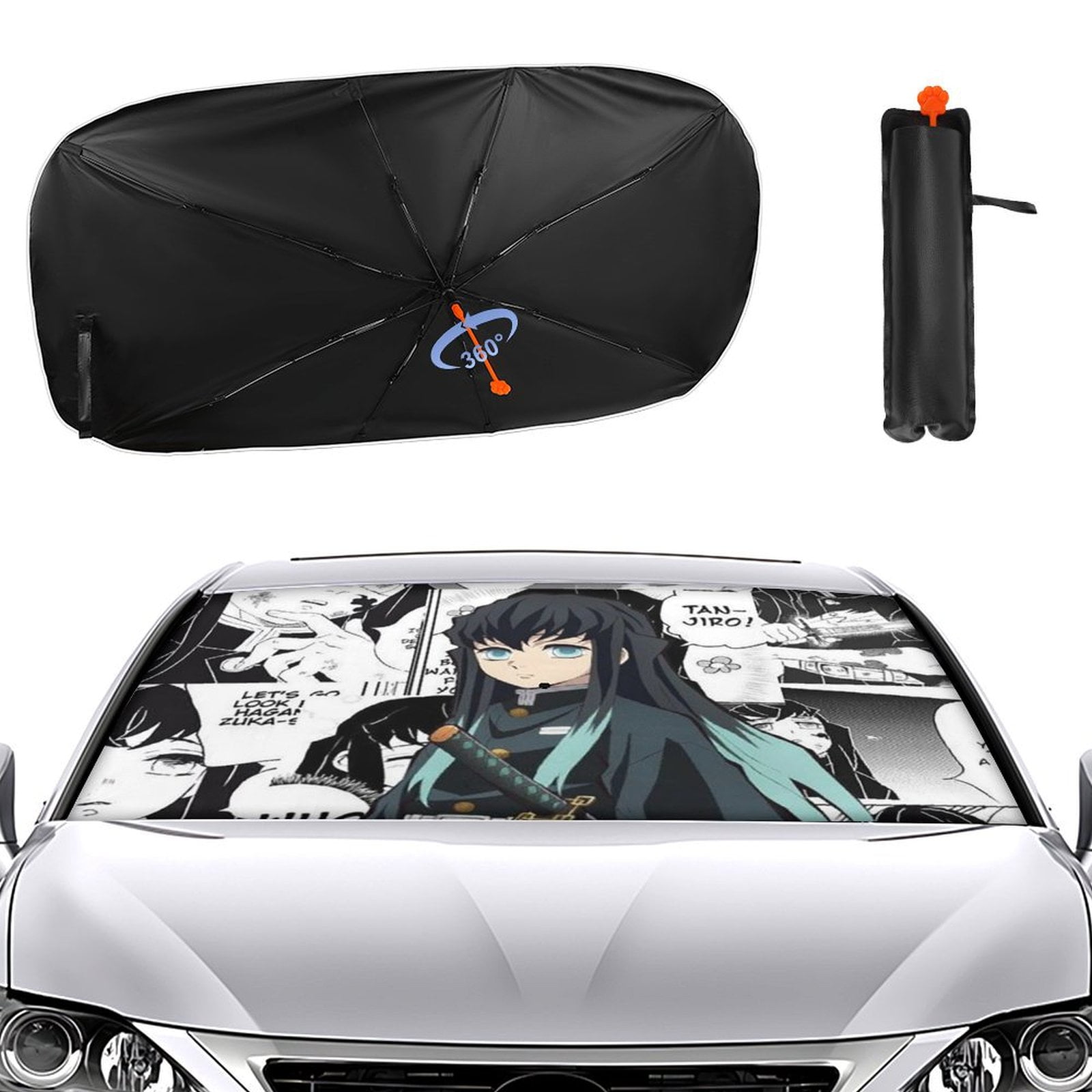 Demon Slayer Muichiro Tokito Car Windshield Sun Shade Umbrella, UV ...