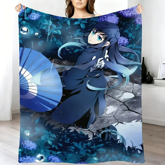 Demon Slayer Muichiro Tokito Flannel Blanket - Enchanted Floral ...