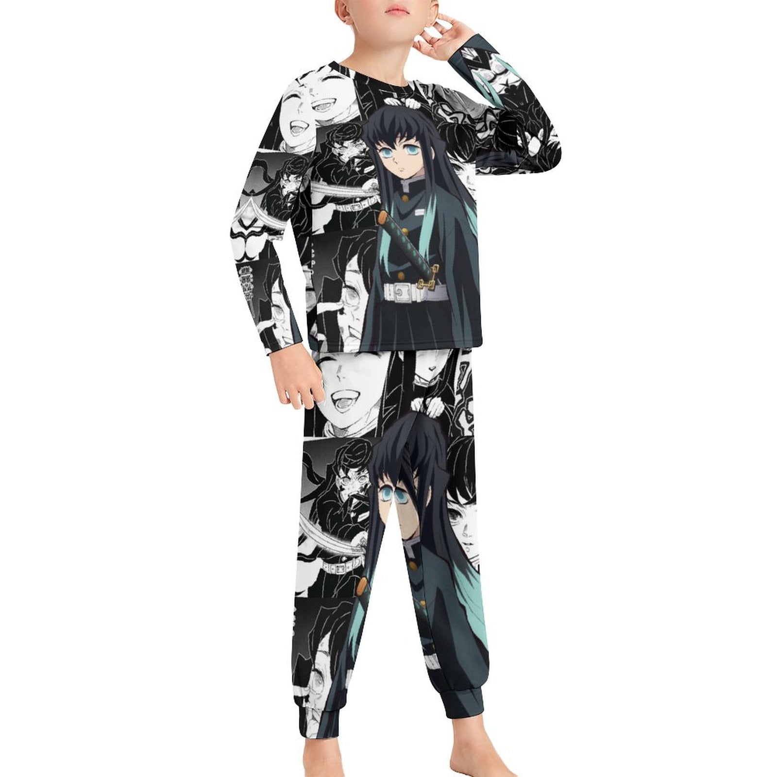 Demon Slayer Muichiro Tokito Ki-ds Pajamas 2 Piece Pjs Set Little Big Bo-ys Gi-rls Sleepwear ...