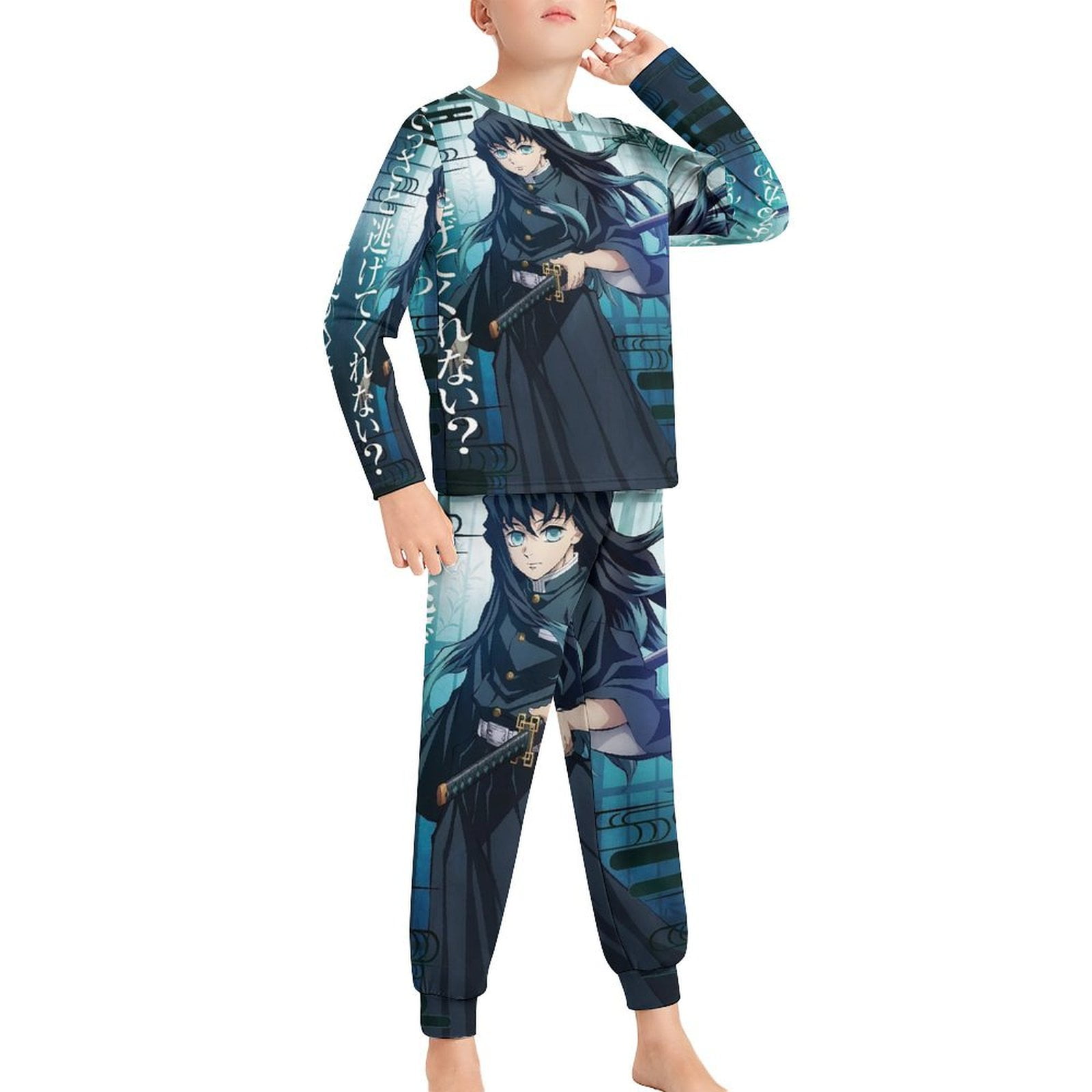 Demon Slayer Muichiro Tokito Ki-ds Pajamas 2 Piece Pjs Set Little Big Bo-ys Gi-rls Sleepwear ...