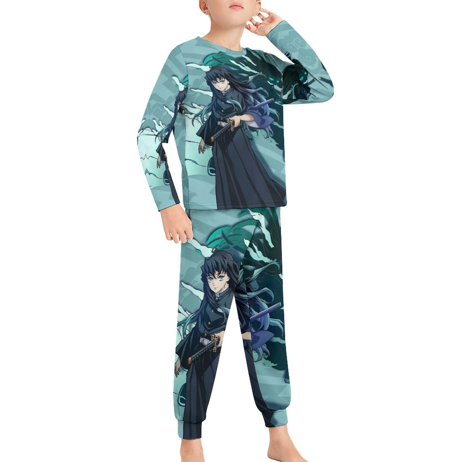 Demon Slayer Muichiro Tokito Ki-ds Pajamas 2 Piece Pjs Set Little Big Bo-ys Gi-rls Sleepwear ...