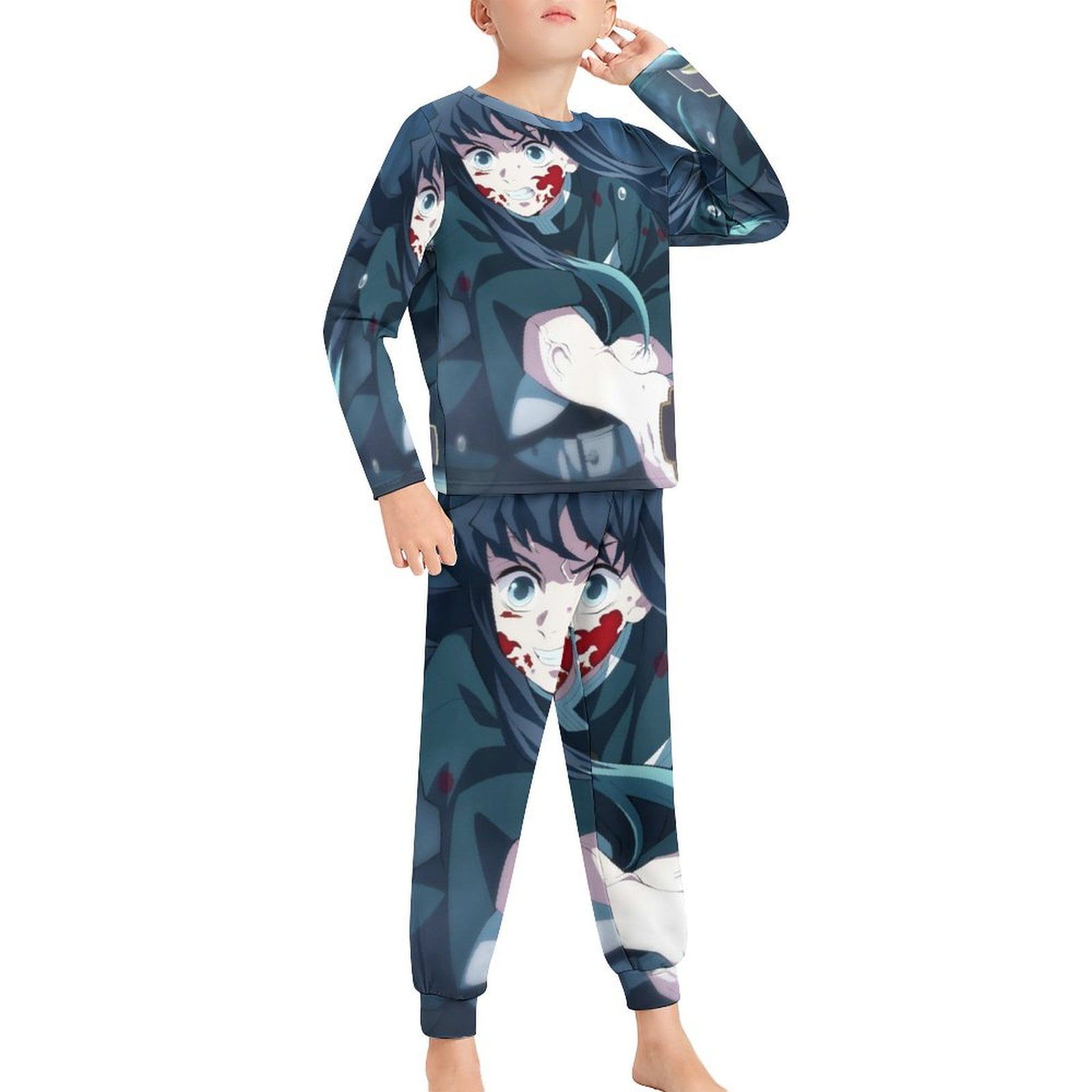 Demon Slayer Muichiro Tokito Ki-ds Pajamas 2 Piece Pjs Set Little Big Bo-ys Gi-rls Sleepwear ...