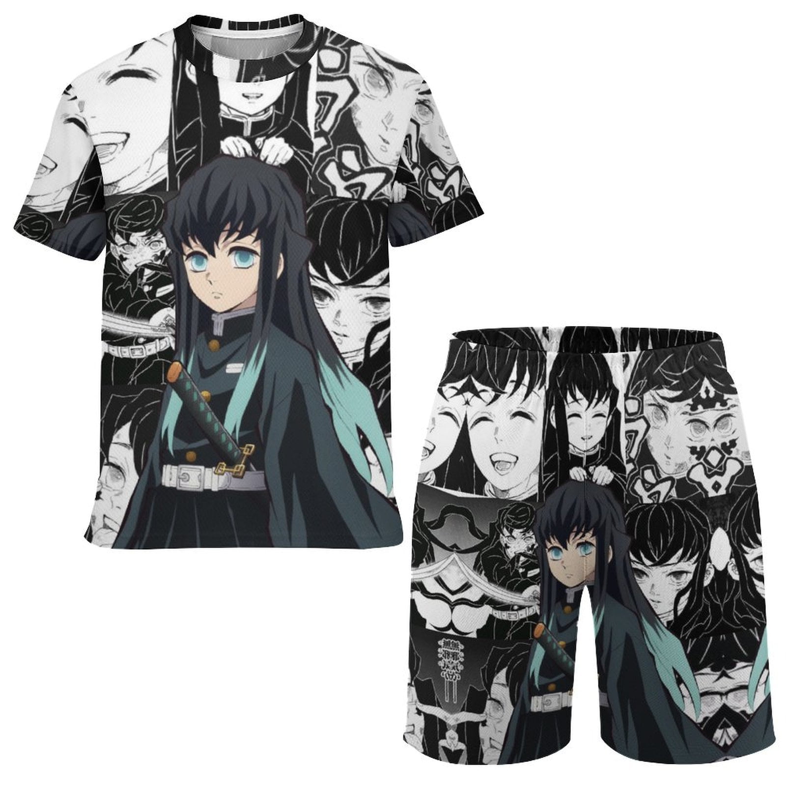 Demon Slayer Muichiro Tokito Kids Short Sleeve Mesh T-Shirt And Shorts ...