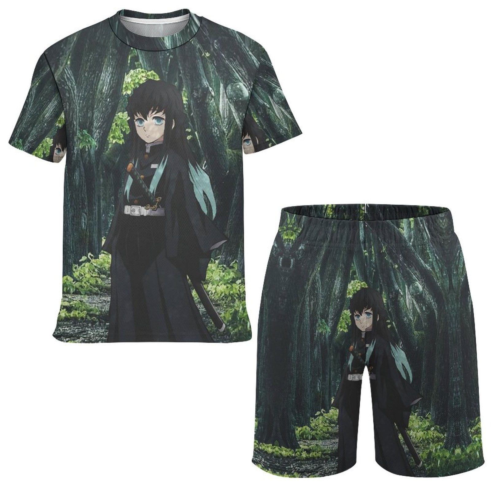 Demon Slayer Muichiro Tokito Kids Short Sleeve Mesh T-Shirt And Shorts ...