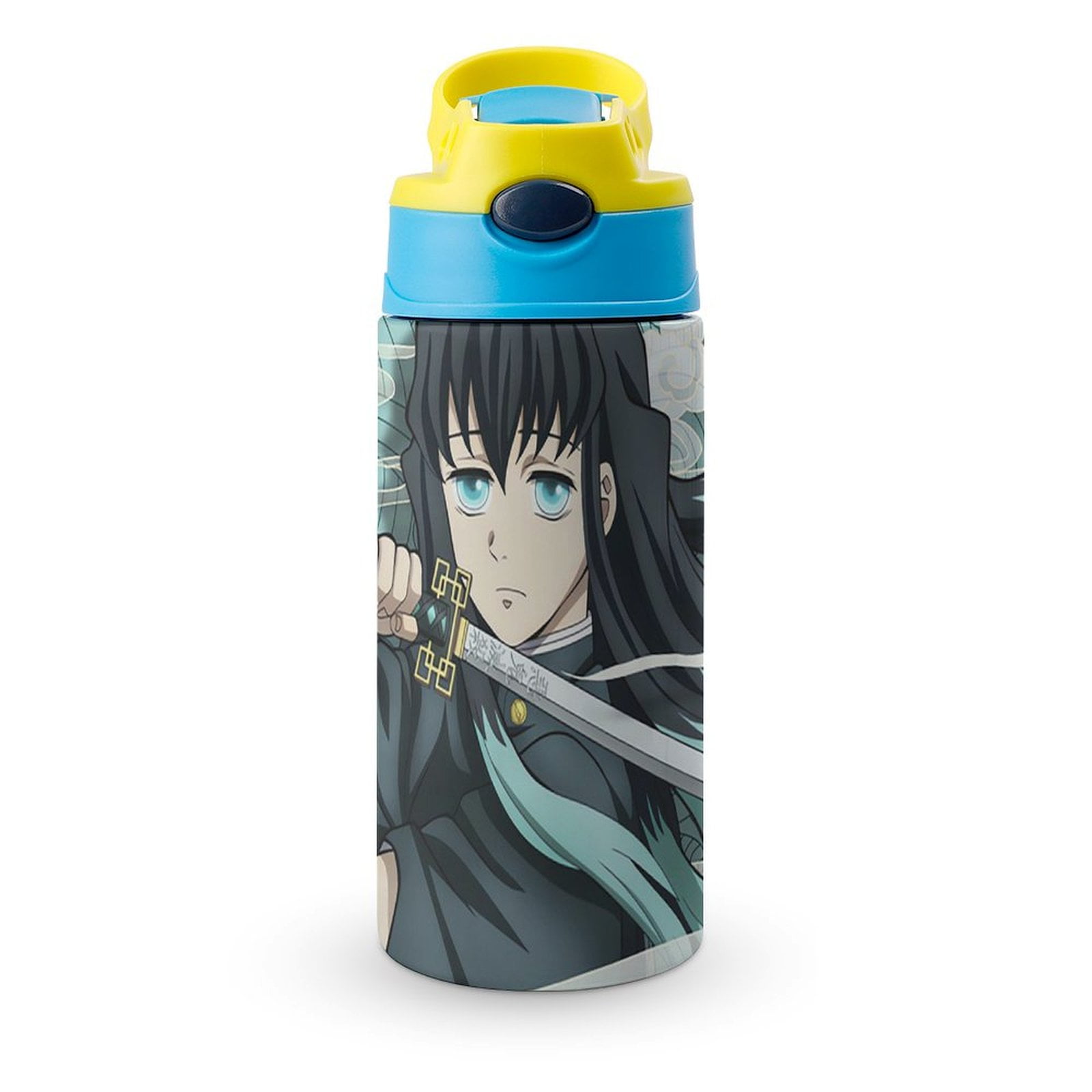 Demon Slayer Muichiro Tokito Kids Water Bottle with Silicone Straw And ...