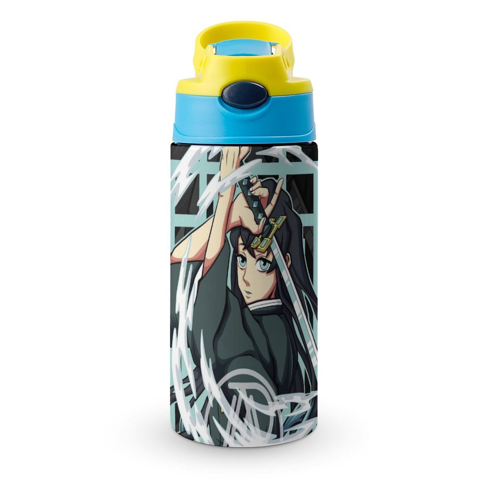 Demon Slayer Muichiro Tokito Kids Water Bottle with Silicone Straw And ...