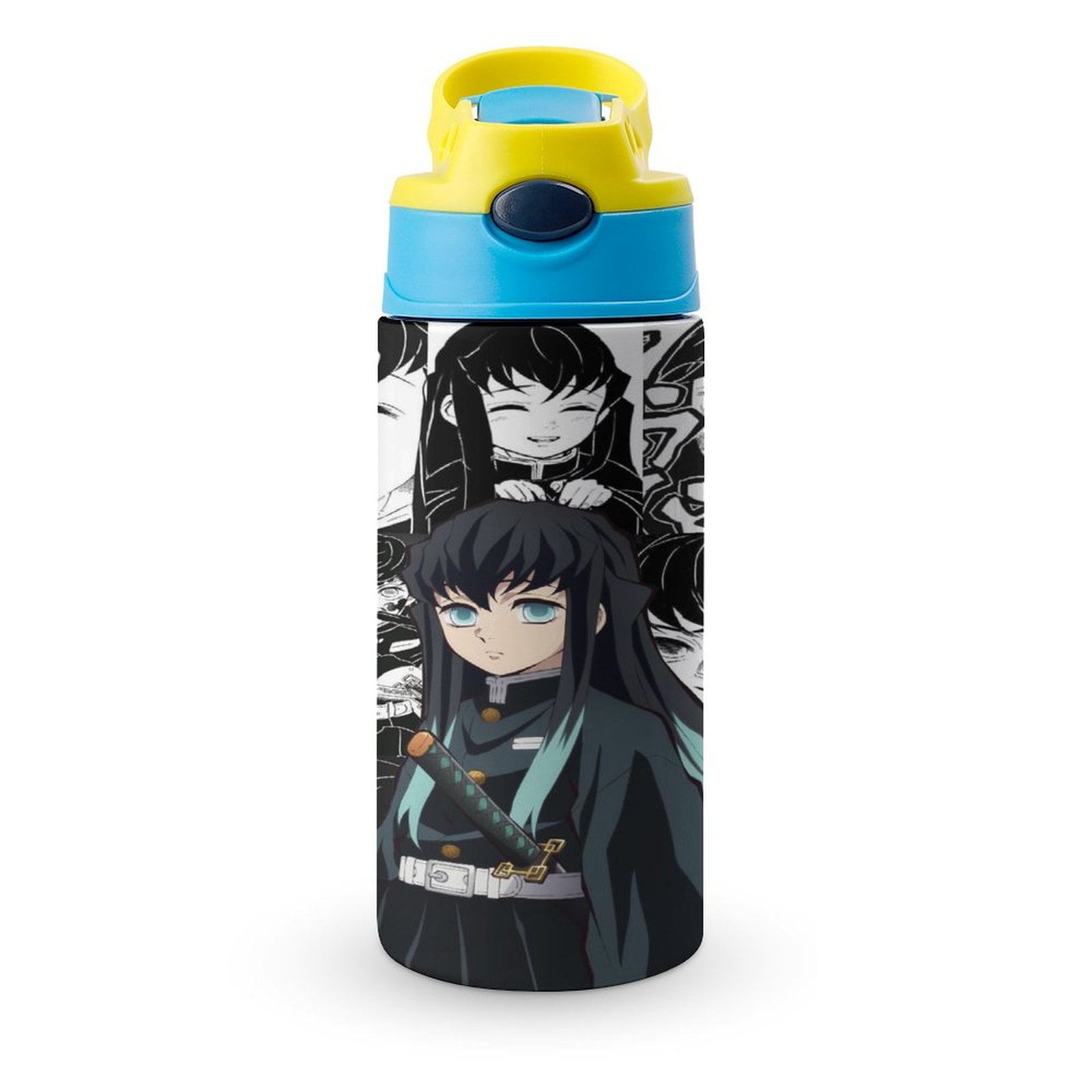 Demon Slayer Muichiro Tokito Kids Water Bottle with Silicone Straw And ...