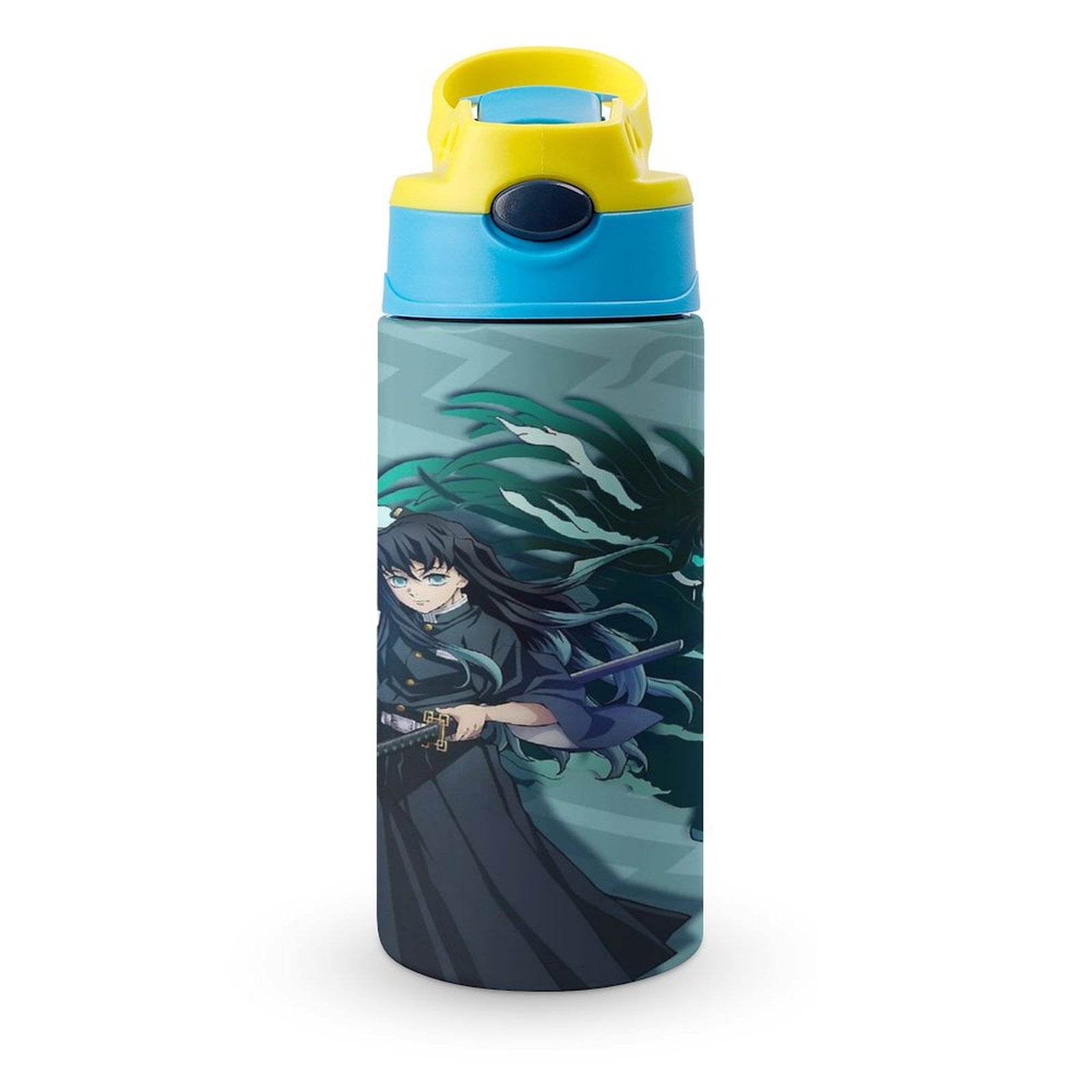 Demon Slayer Muichiro Tokito Kids Water Bottle with Silicone Straw And ...