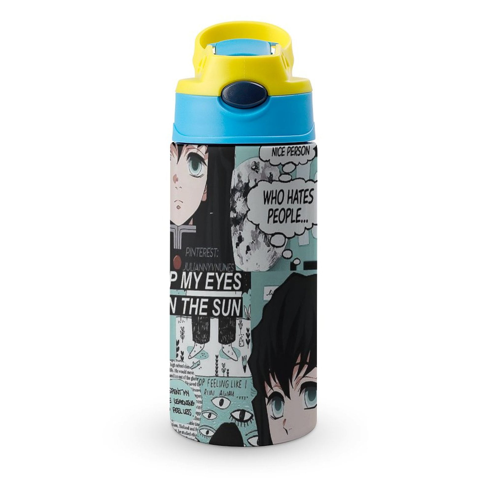 Demon Slayer Muichiro Tokito Kids Water Bottle with Straw - Stainless ...