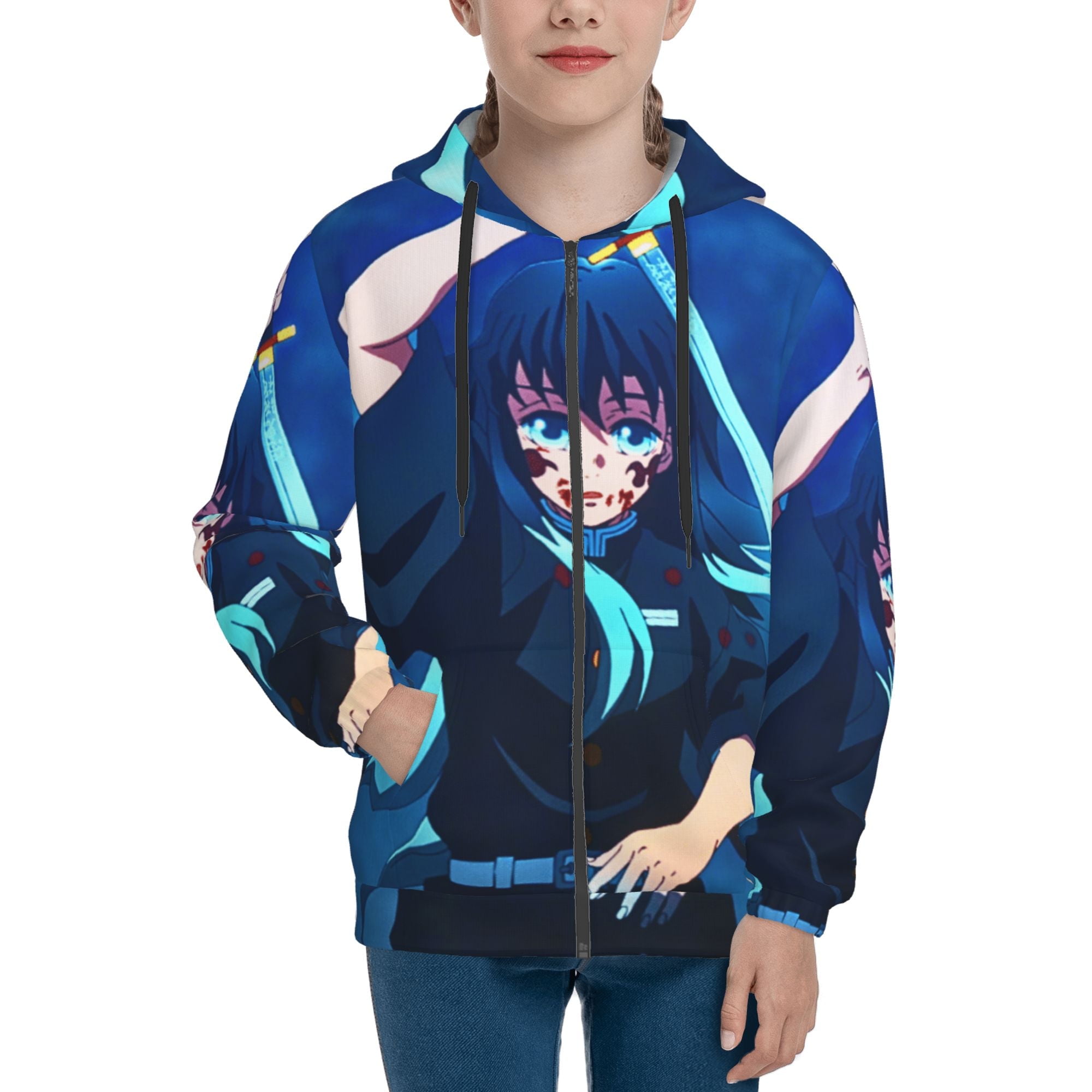 Demon Slayer Muichiro Tokito Kids Zip Up Hoodies for Boys Girls Novelty ...