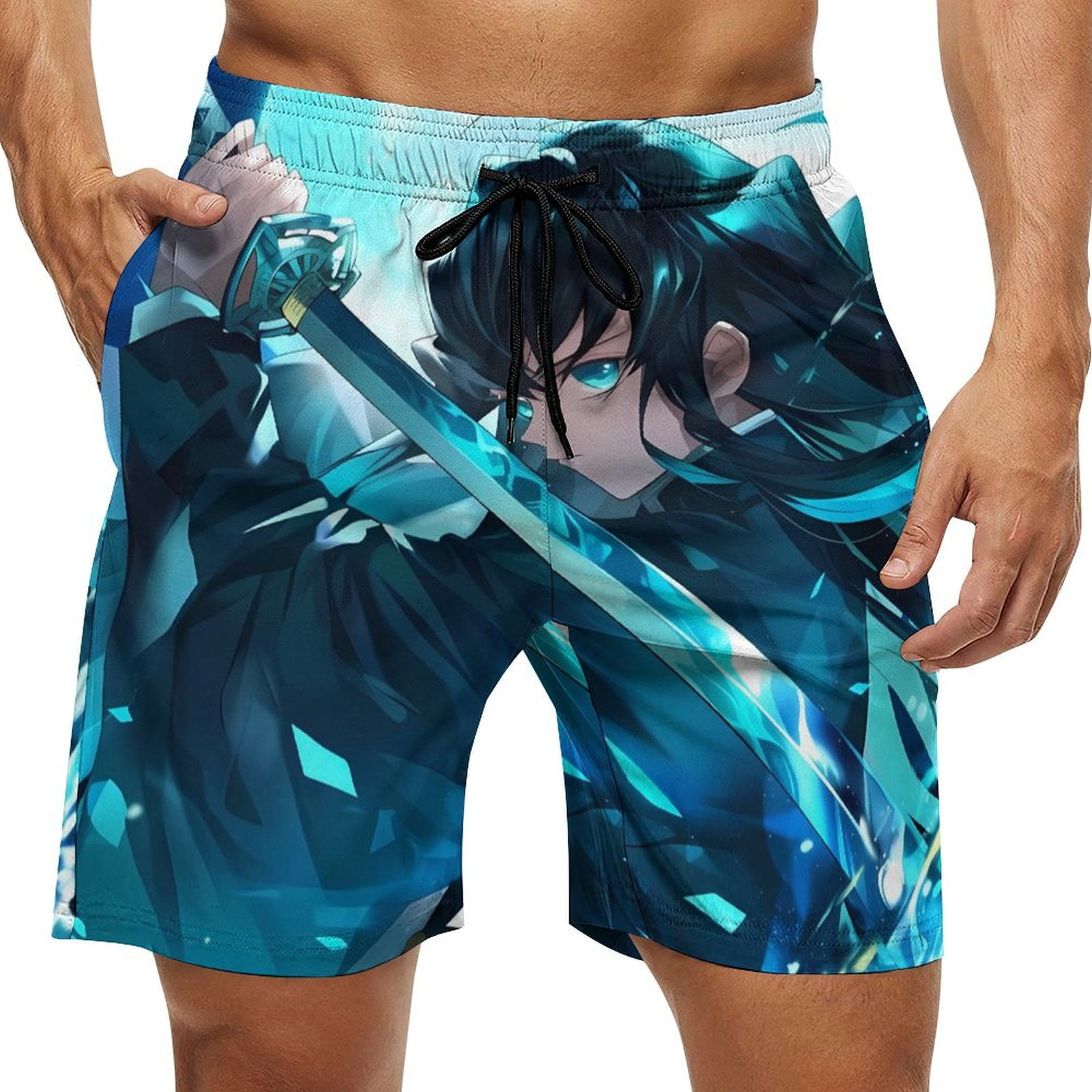 Demon Slayer Muichiro Tokito Men's Beach Shorts Swim Trunks Quick Dry ...