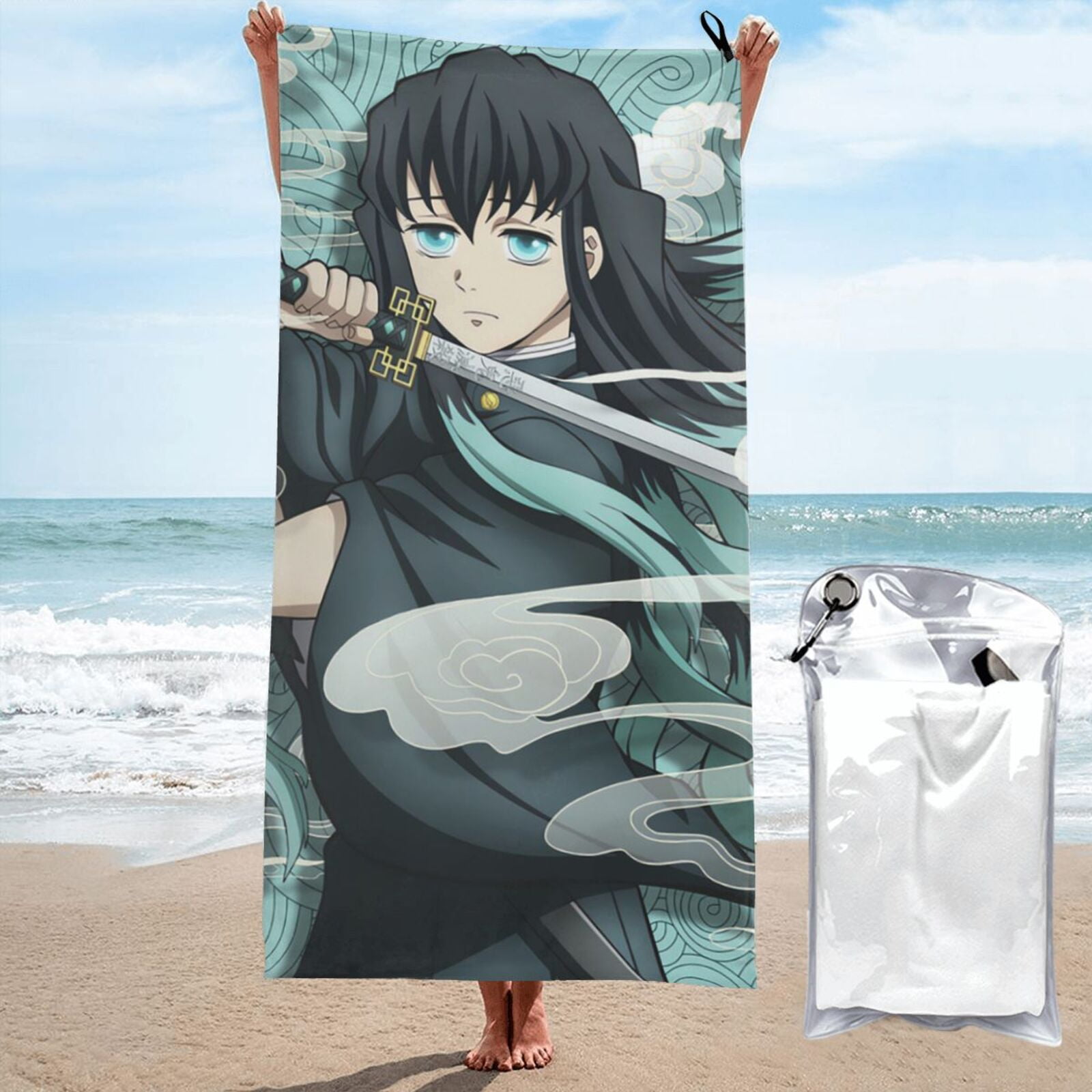 Demon Slayer Muichiro Tokito Microfiber Beach Towel, Oversized Sand ...
