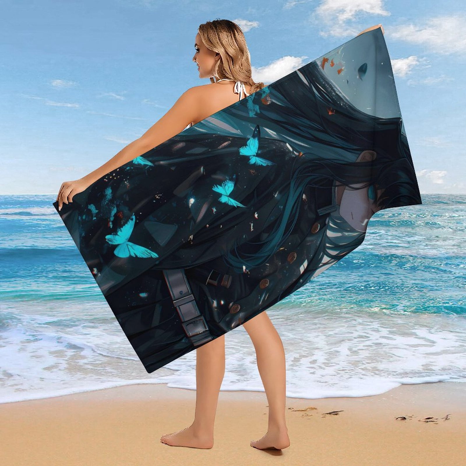 Demon Slayer Muichiro Tokito Microfiber Beach Towel, Oversized Sand ...