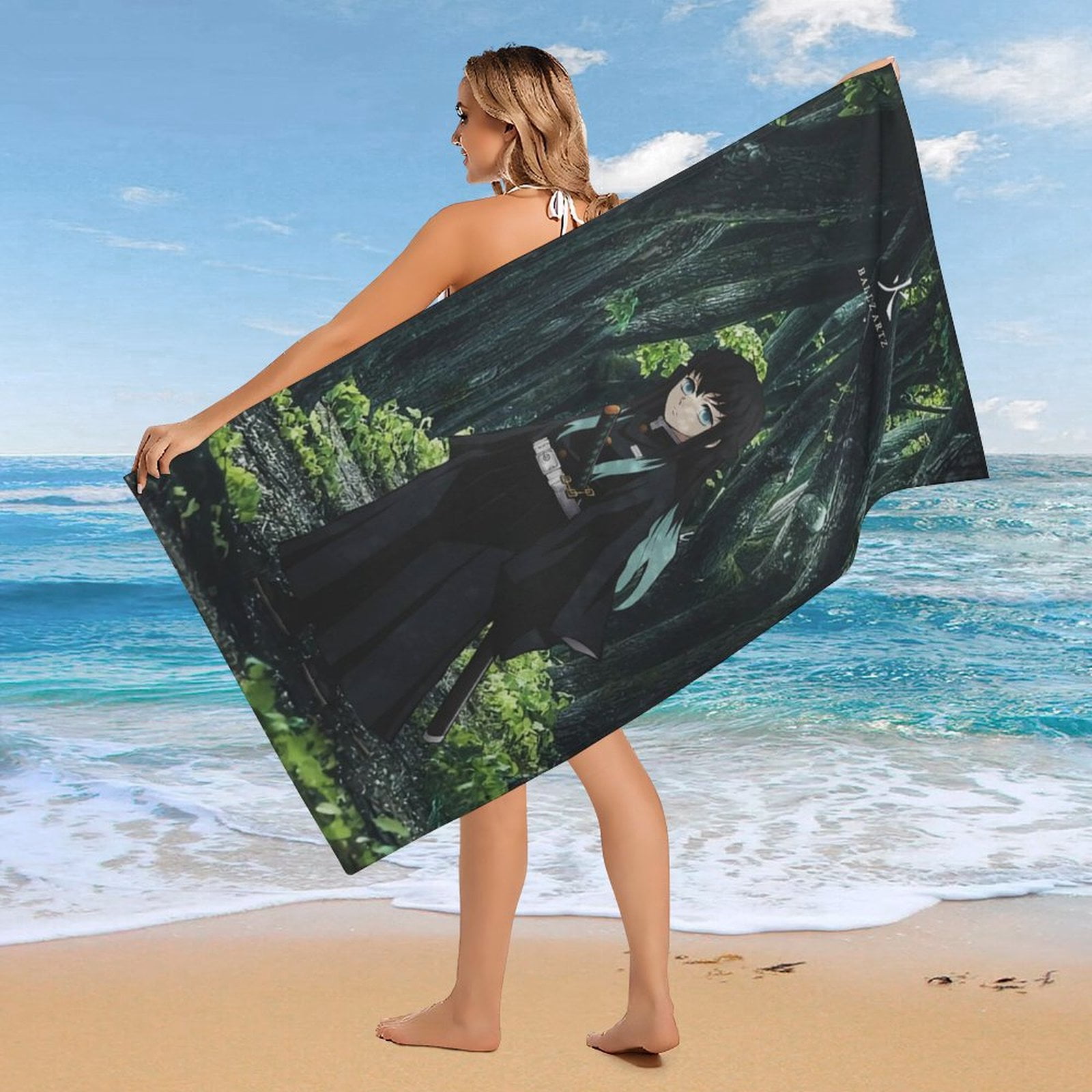 Demon Slayer Muichiro Tokito Microfiber Beach Towel, Oversized Sand ...
