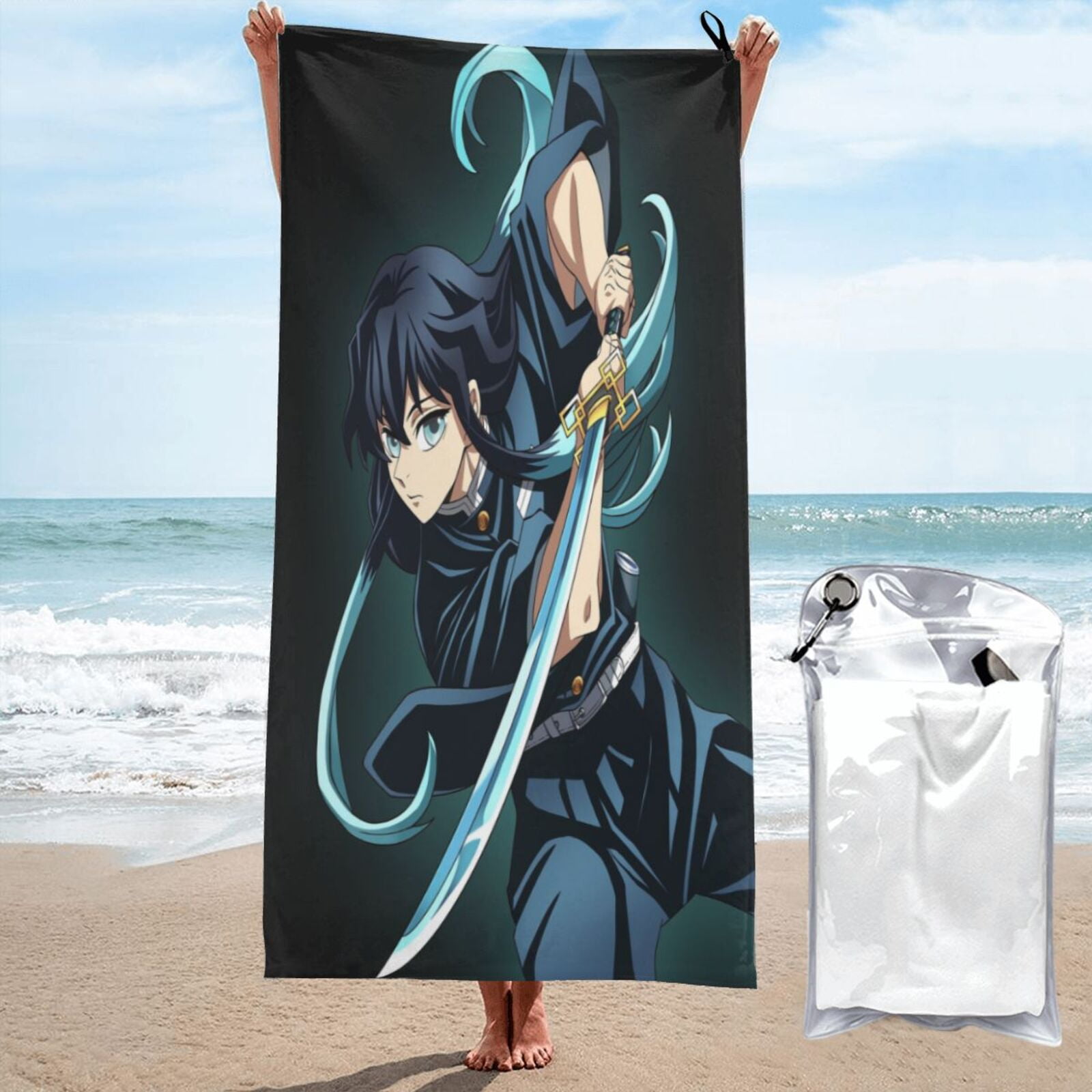Demon Slayer Muichiro Tokito Microfiber Beach Towel, Oversized Sand ...