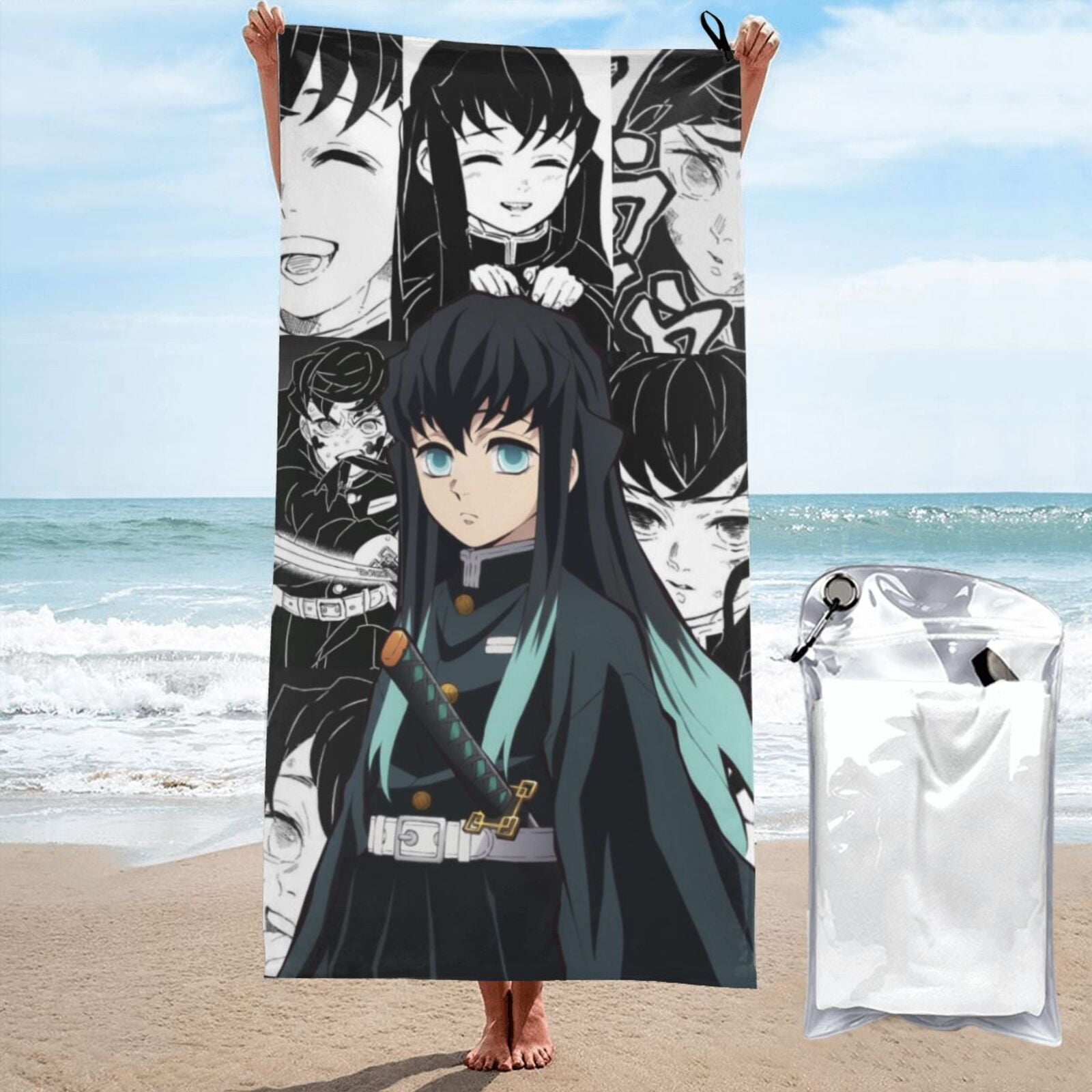 Demon Slayer Muichiro Tokito Microfiber Beach Towel, Oversized Sand ...