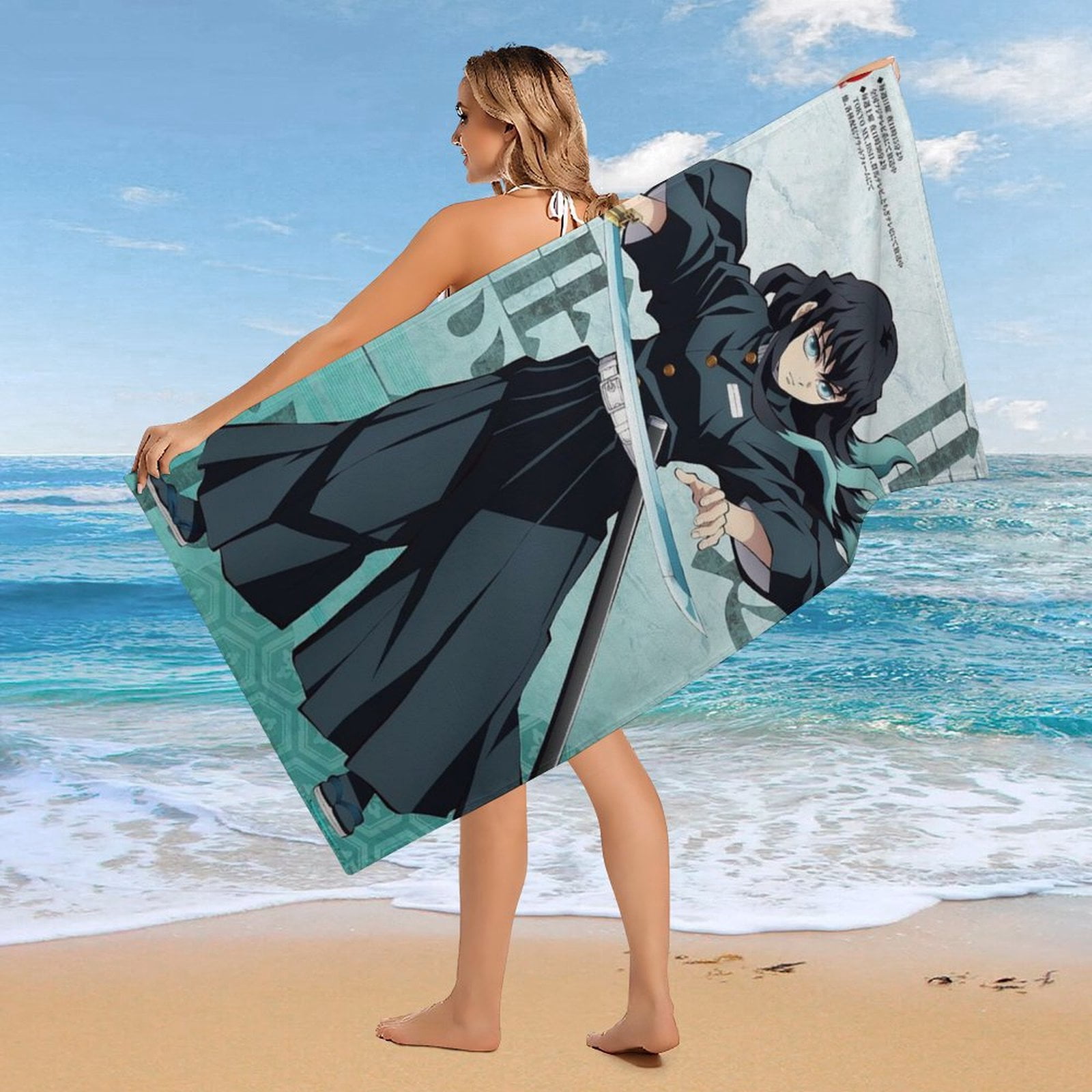 Demon Slayer Muichiro Tokito Microfiber Beach Towel, Oversized Sand ...