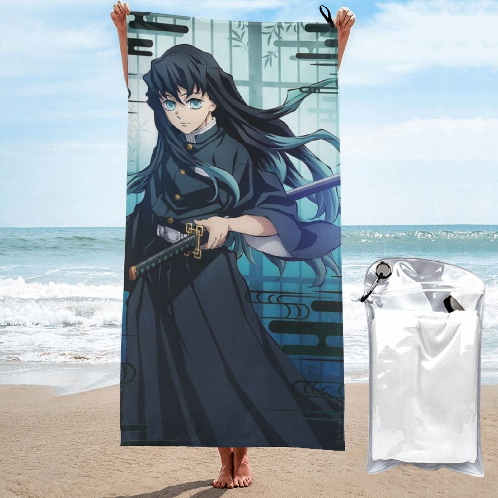 Demon Slayer Muichiro Tokito Microfiber Beach Towel, Oversized Sand ...