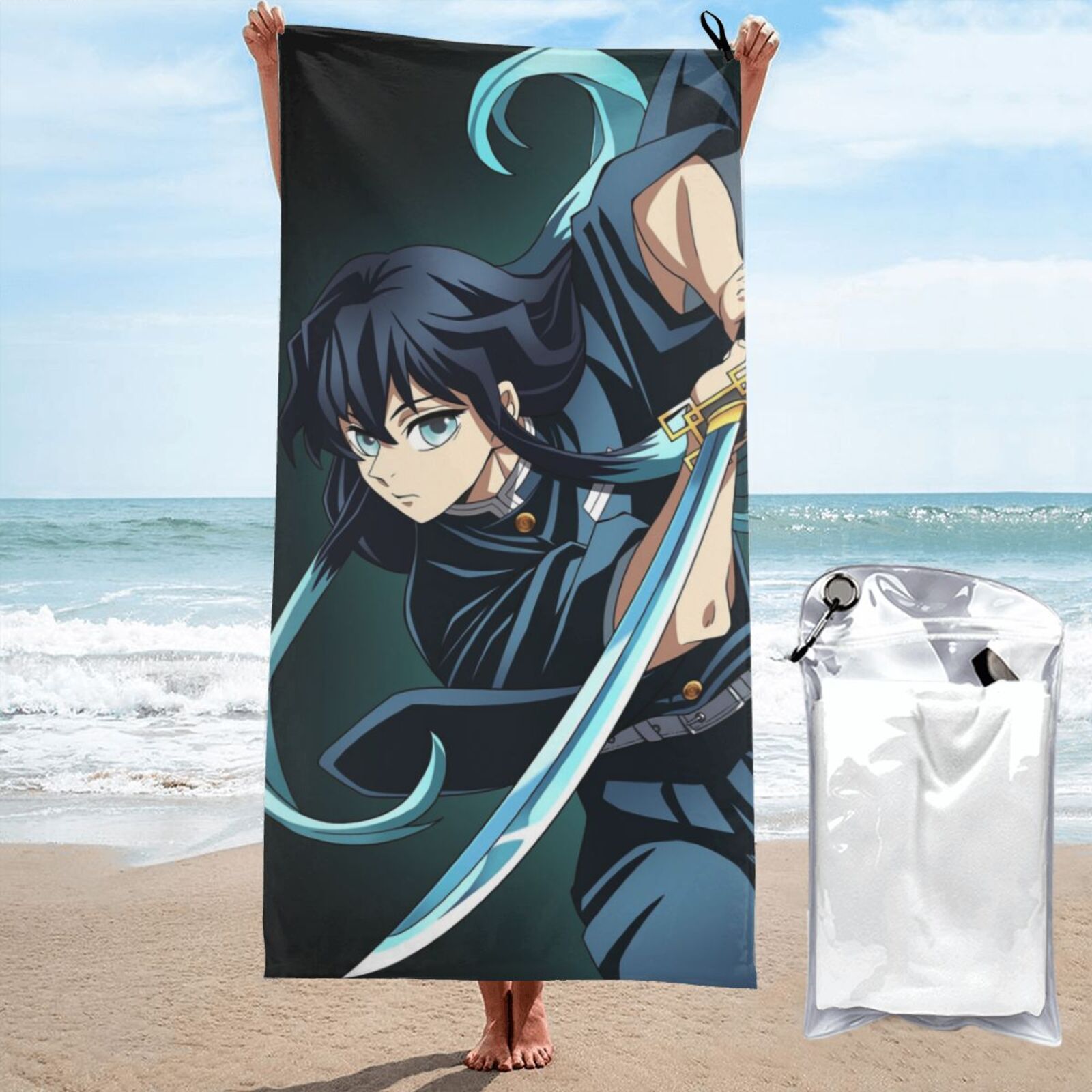 Demon Slayer Muichiro Tokito Microfiber Oversized Lightweight Beach ...
