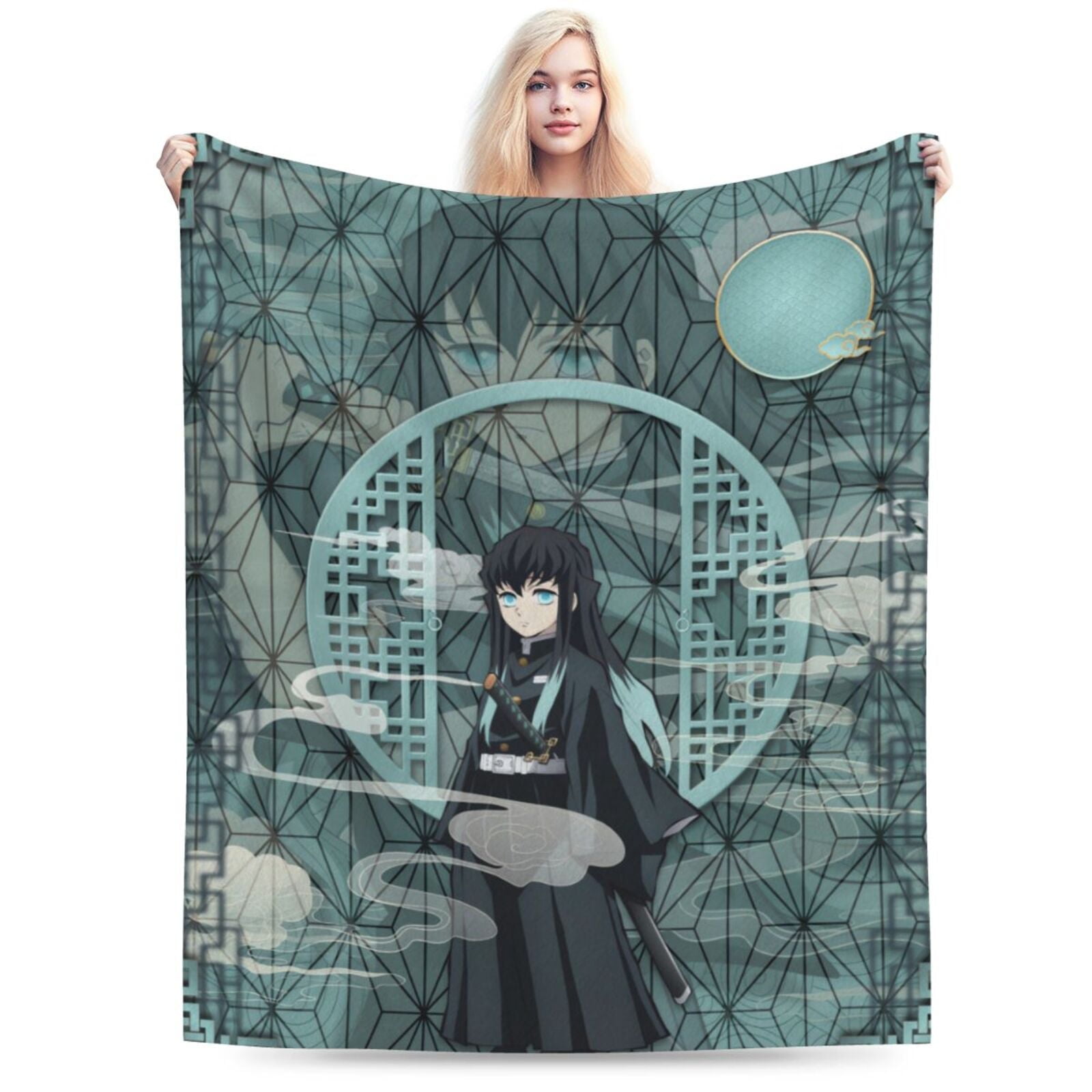 Demon Slayer Muichiro Tokito Mist Hashira Traditional Pattern Sherpa ...