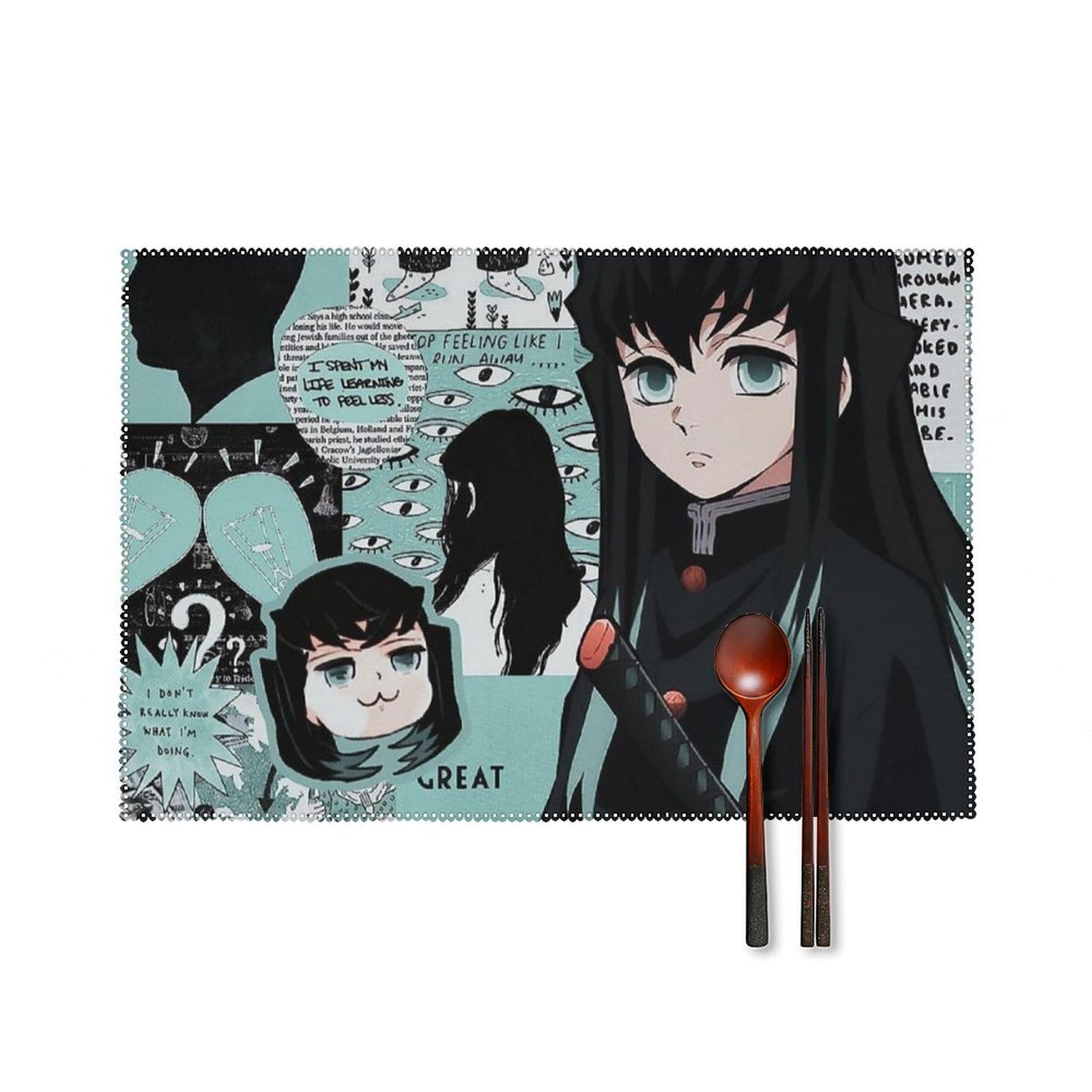 Demon Slayer Muichiro Tokito Place Mats, Decorative Placemats Set of 4 Washable Table Mats for ...