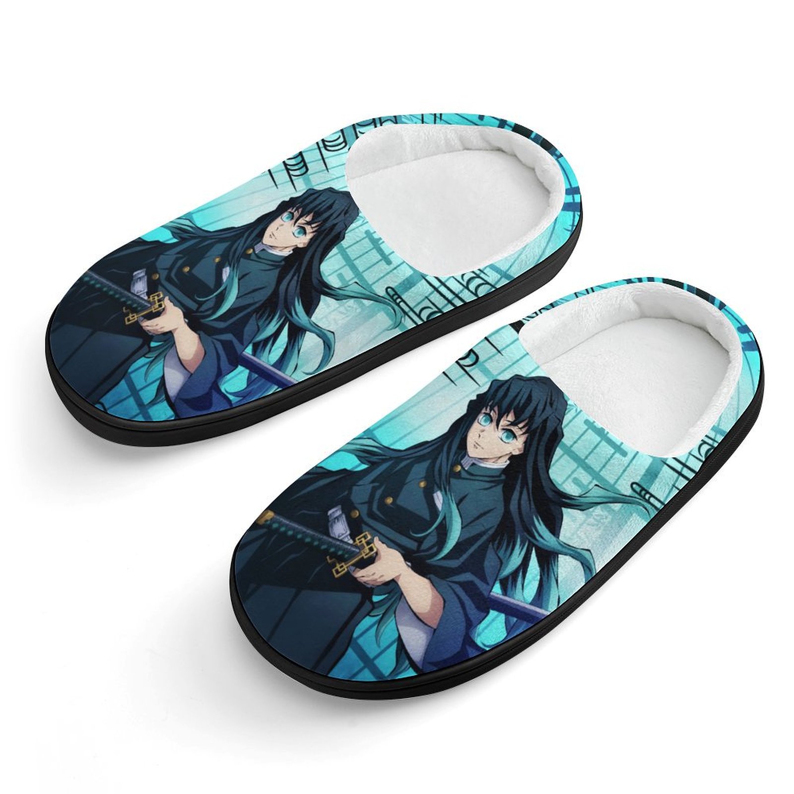 Demon Slayer Muichiro Tokito Slippers for Kids, Cute Soft Plush Anti ...