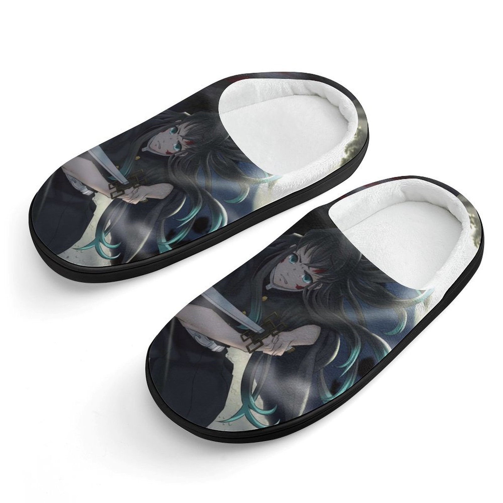 Demon Slayer Muichiro Tokito Slippers for Kids, Cute Soft Plush Anti ...