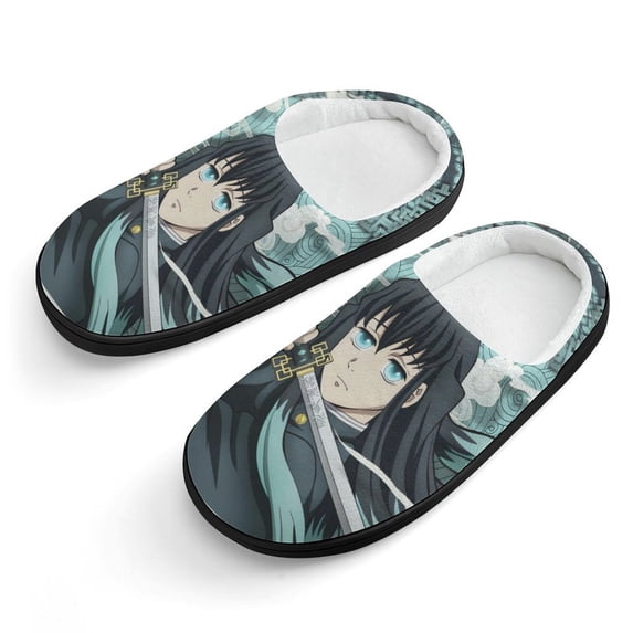 Demon Slayer Muichiro Tokito Slippers for Kids, Cute Soft Plush Anti ...