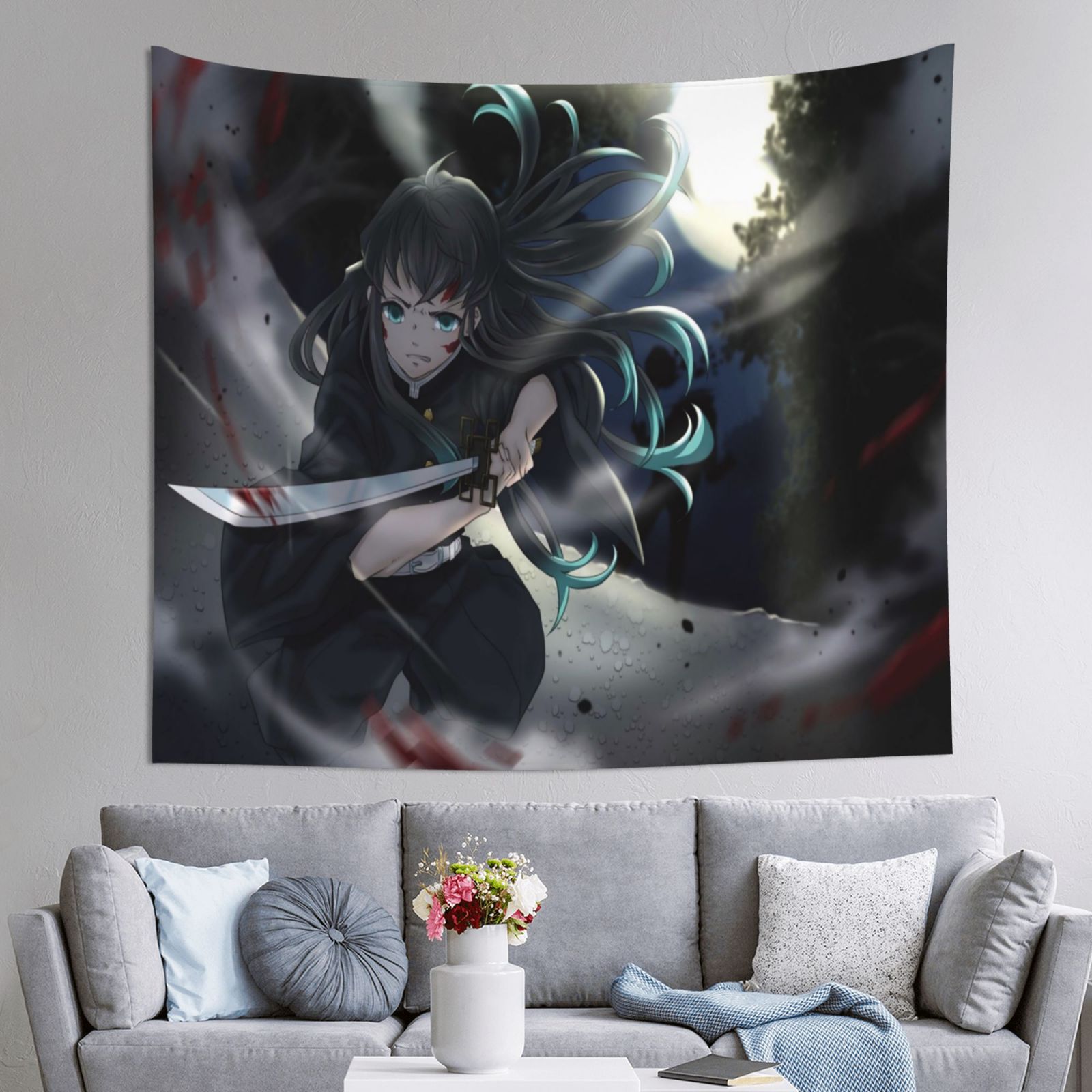 Demon Slayer Muichiro Tokito Tapestry Wall Hanging Wall Art Decor Wall ...