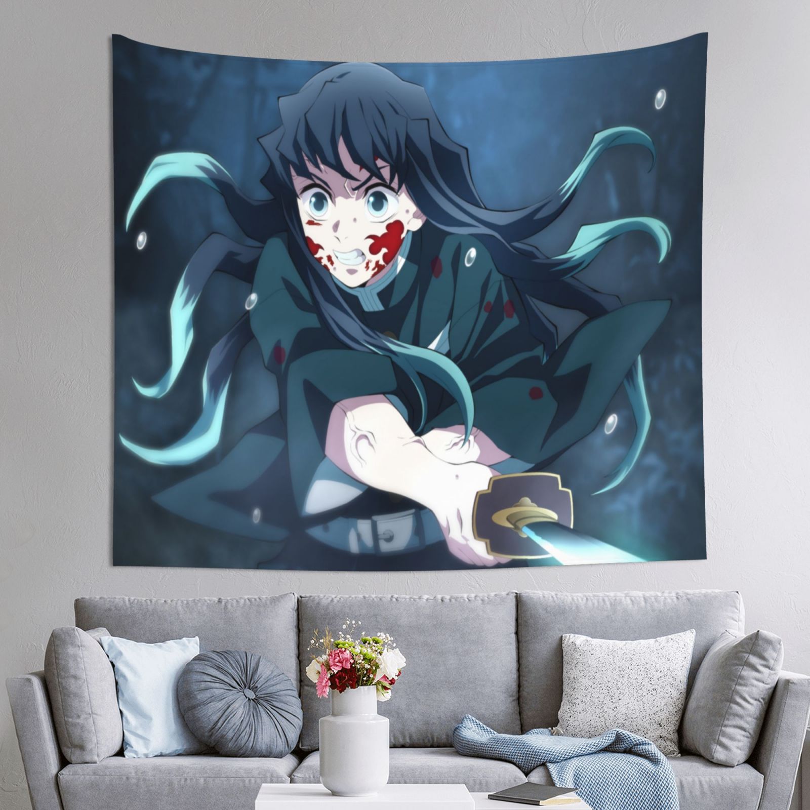Demon Slayer Muichiro Tokito Tapestry Wall Hanging Wall Art Decor Wall ...