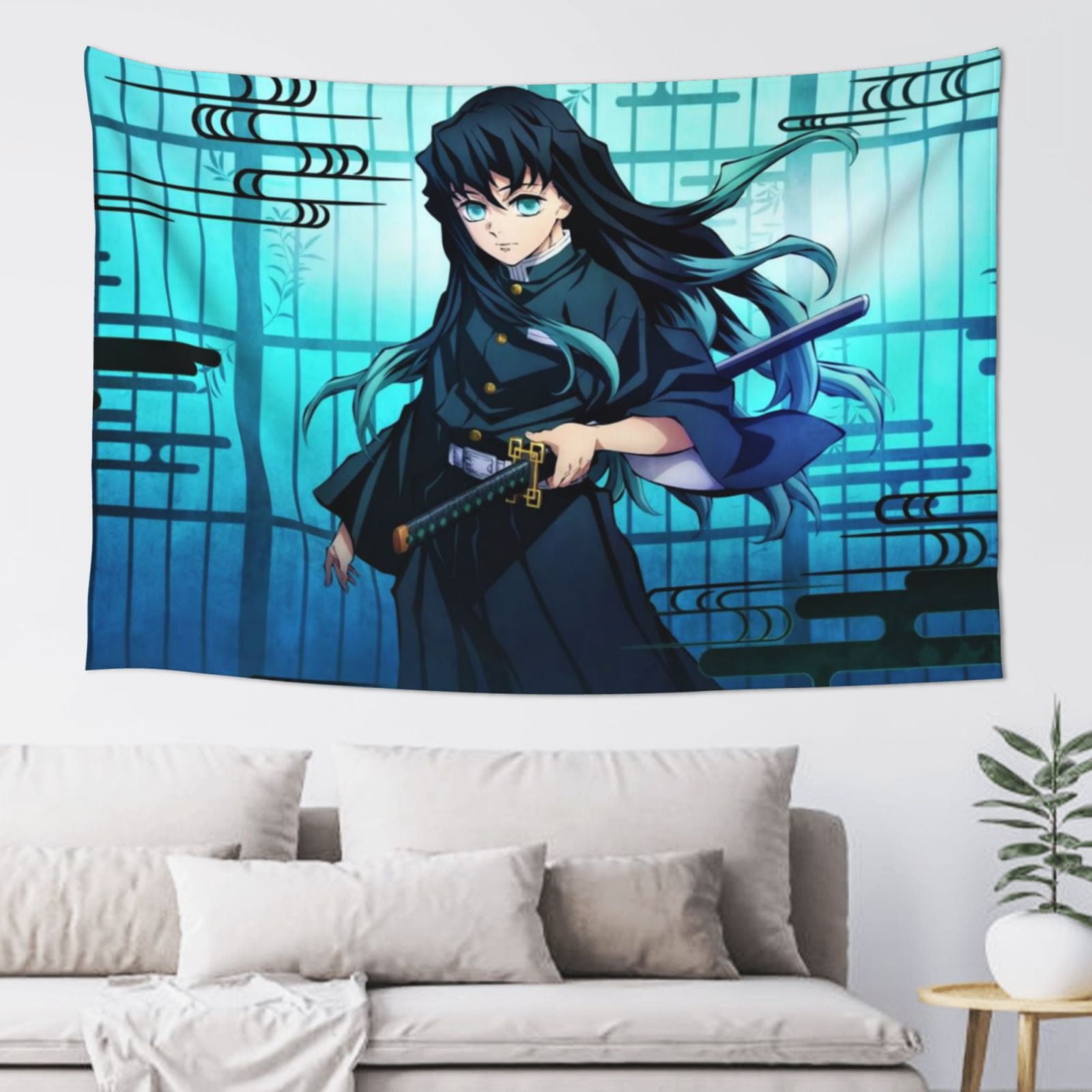 Demon Slayer Muichiro Tokito Tapestry Wave Wall Hanging Home Decoration ...