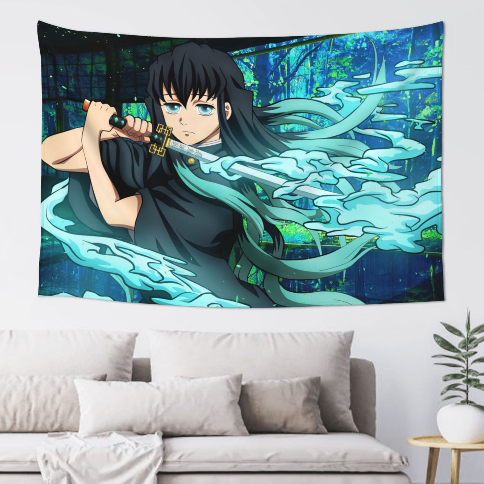 Demon Slayer Muichiro Tokito Tapestry Wave Wall Hanging Home Decoration ...