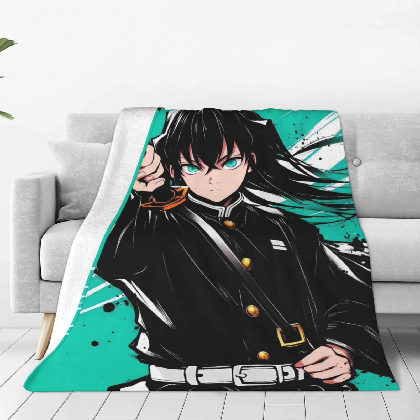 Demon Slayer Muichiro Tokito Throw Blanket Couch Bed Sofa Soft ...