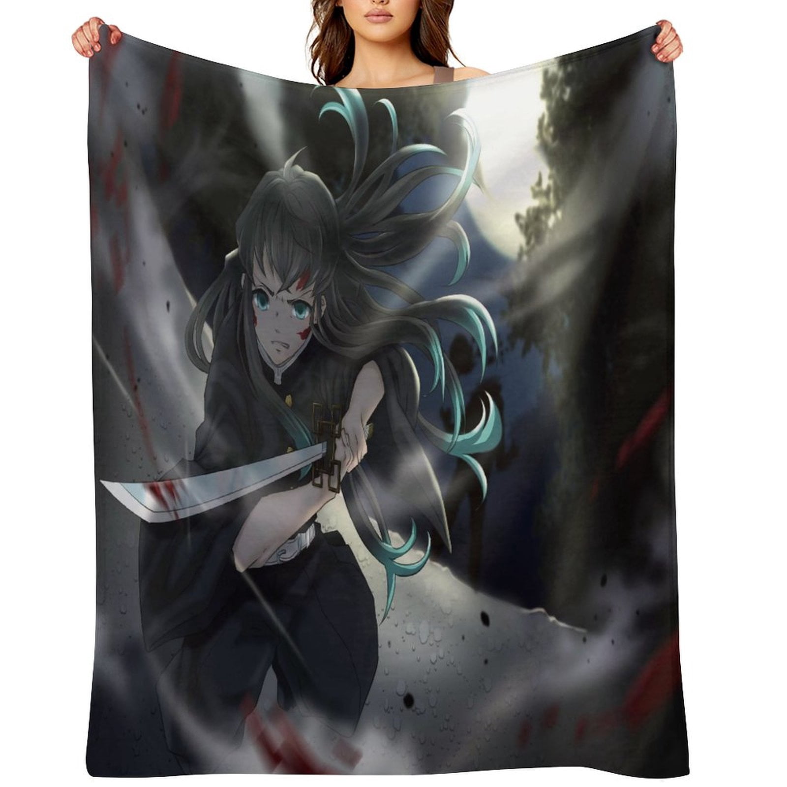 Demon Slayer Muichiro Tokito Throw Blanket Soft Cozy Warm College ...