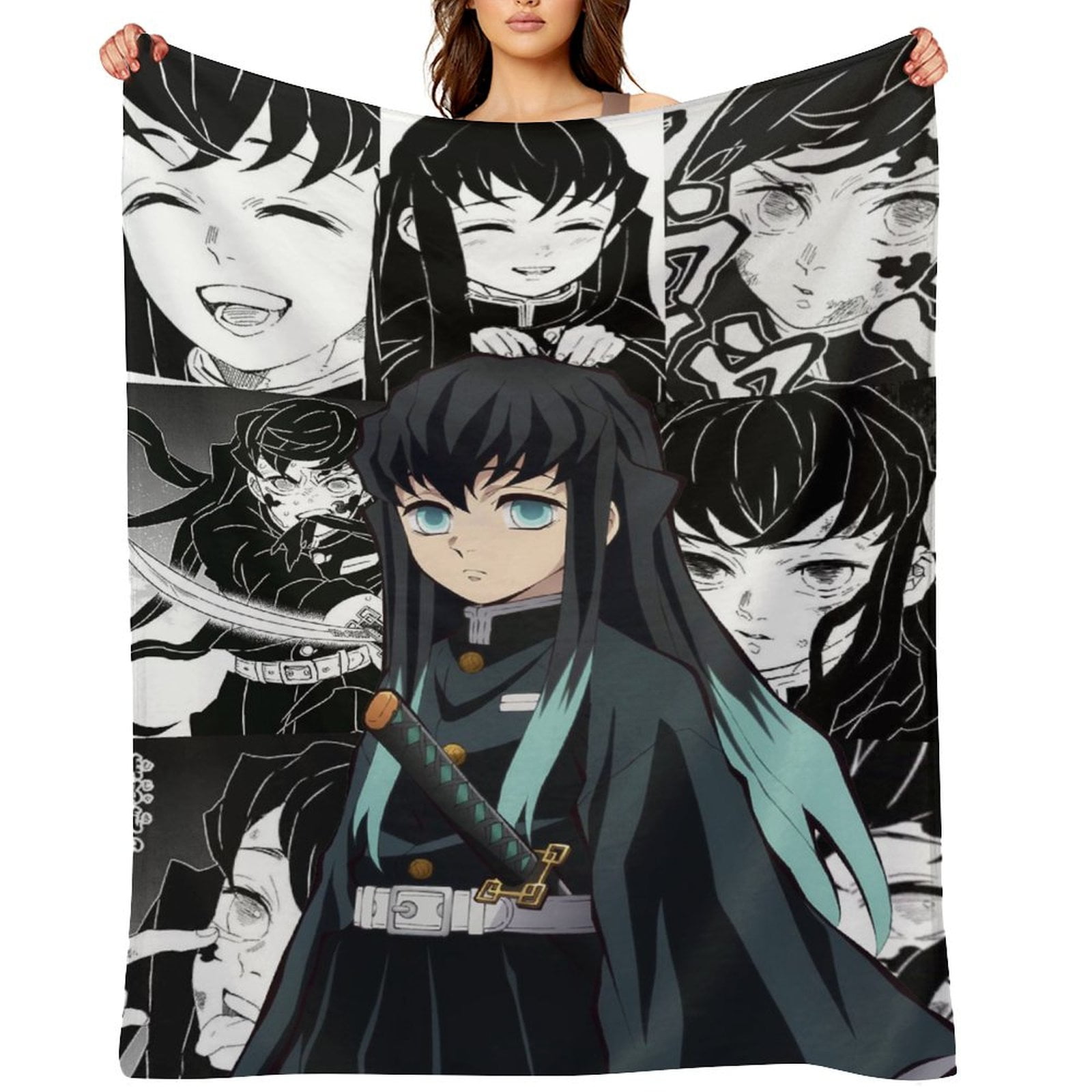 Demon Slayer Muichiro Tokito Throw Blanket Soft Cozy Warm College ...