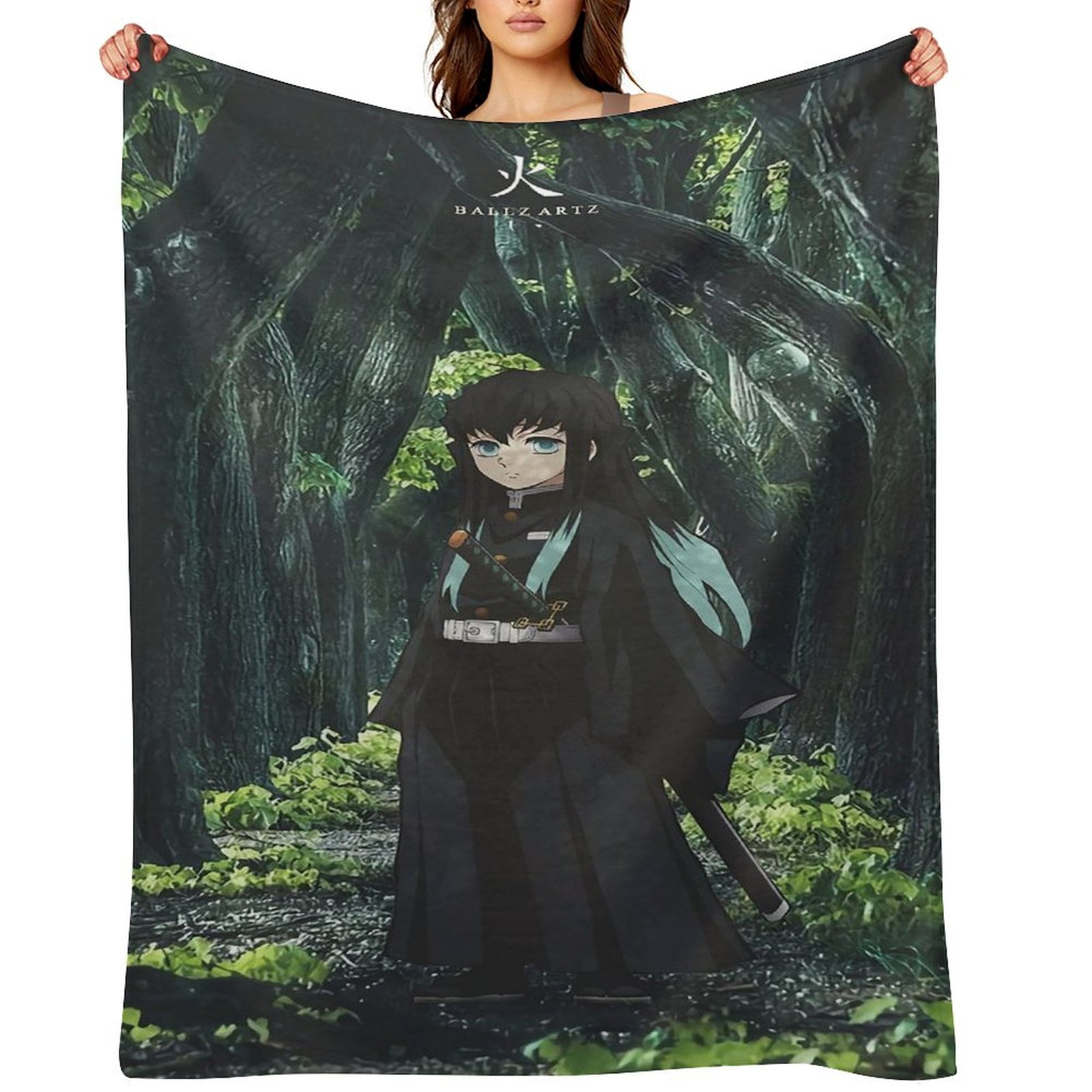 Demon Slayer Muichiro Tokito Throw Blanket Soft Cozy Warm College ...