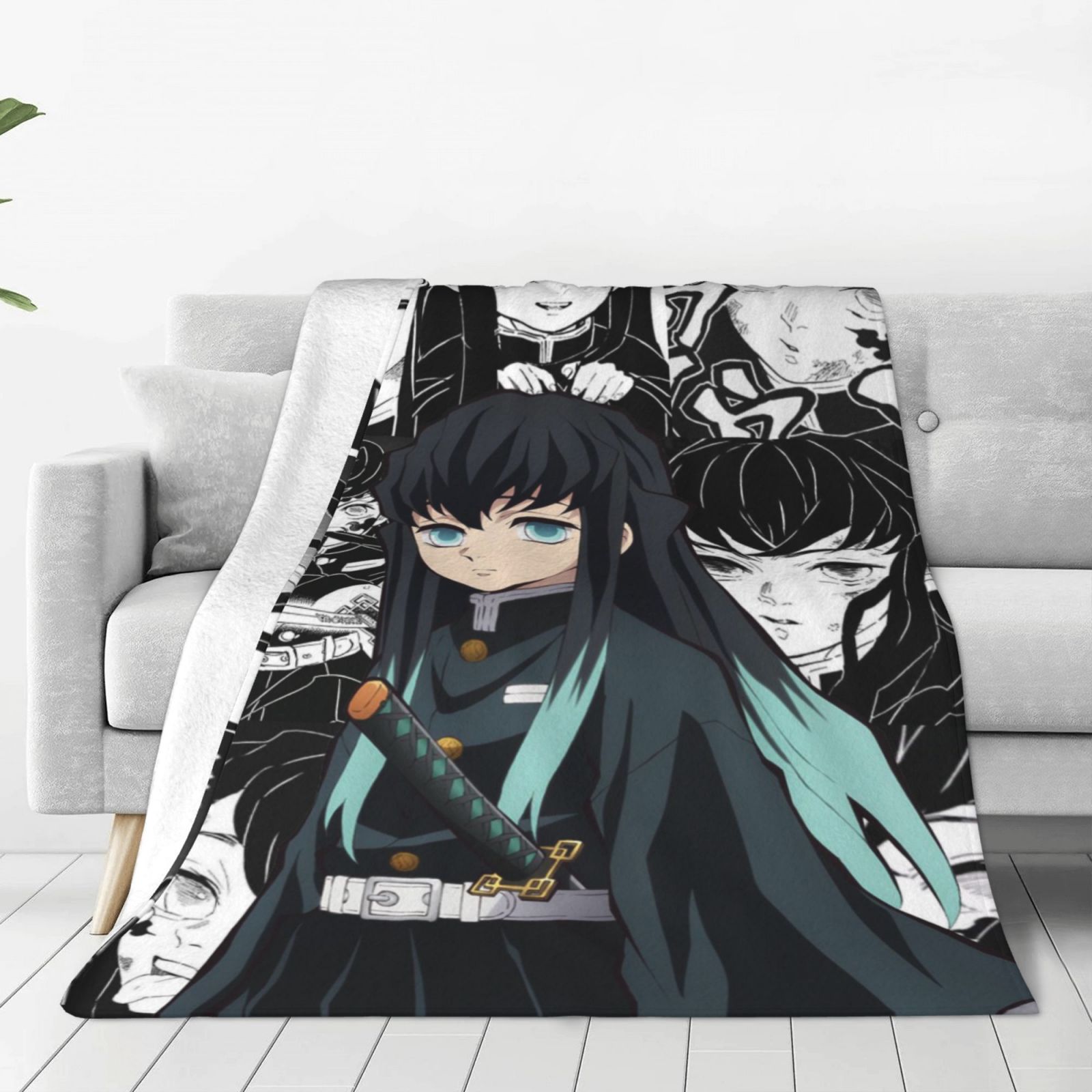 Demon Slayer Muichiro Tokito Throw Blanket Soft Cozy Warm College ...