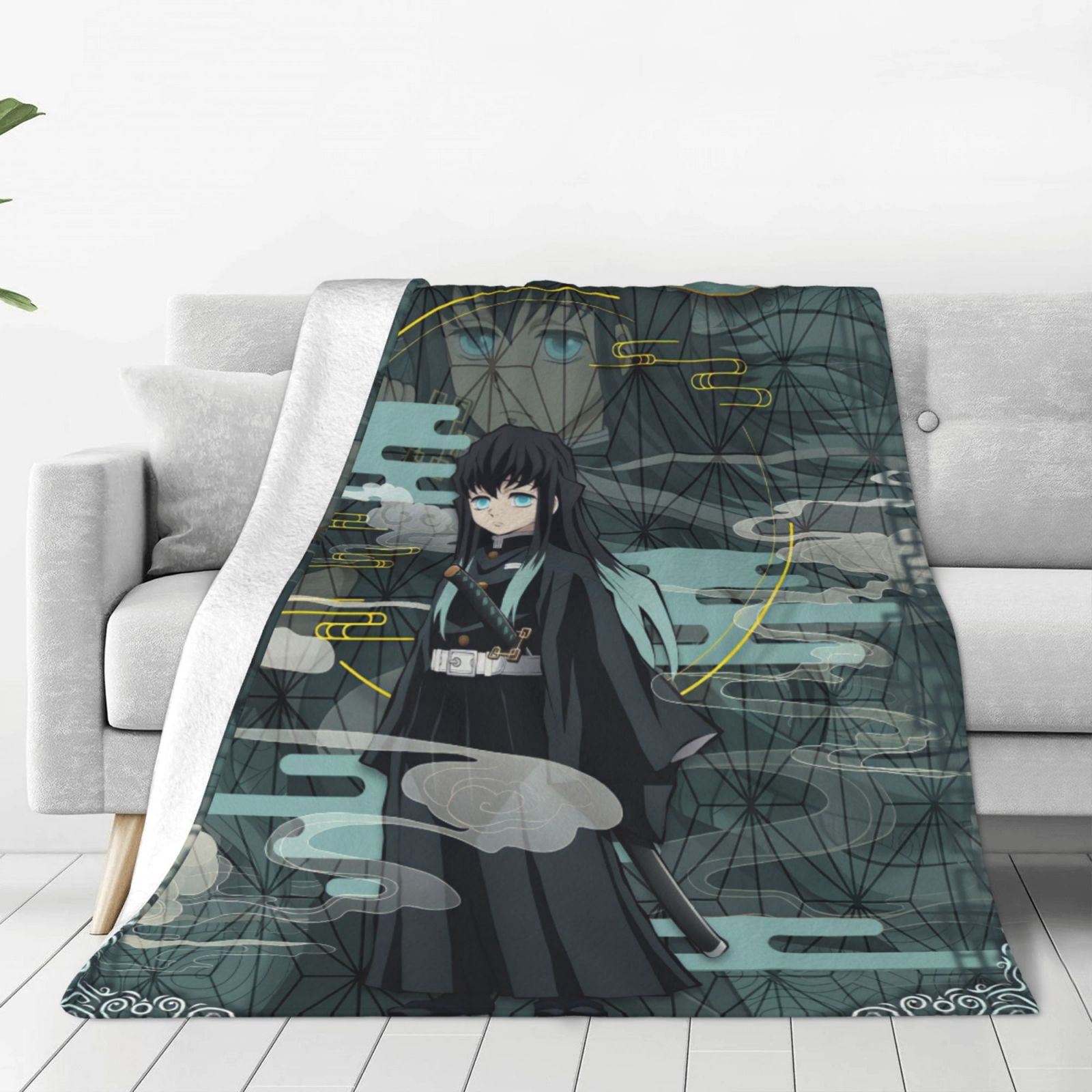Demon Slayer Muichiro Tokito Throw Blanket Soft Cozy Warm College ...