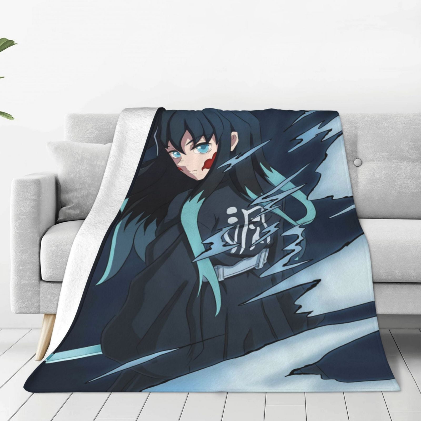 Demon Slayer Muichiro Tokito Throw Blanket Soft Cozy Warm College ...