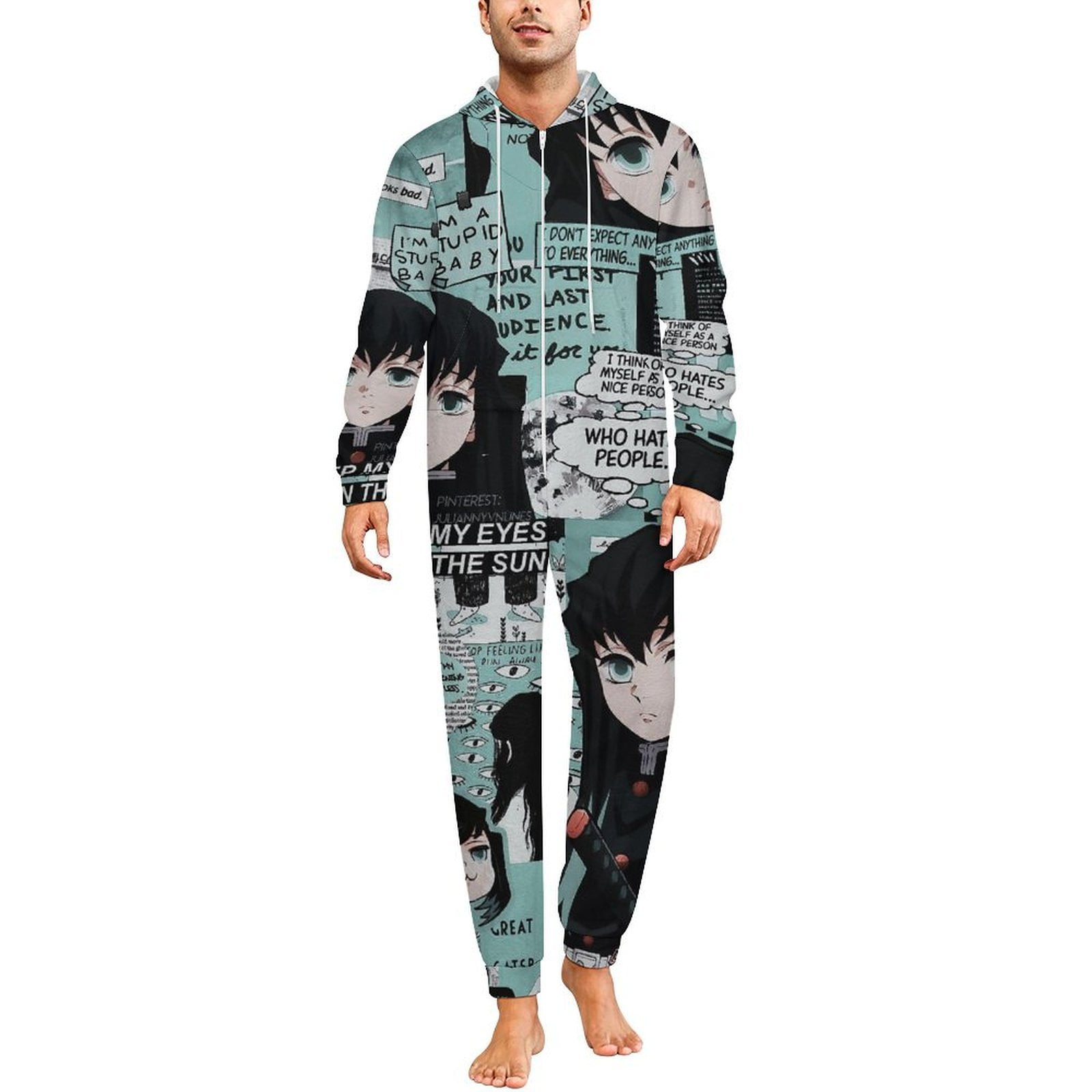 Demon Slayer Muichiro Tokito Unisex Onesie Pajamas Zipper Jumpsuit ...