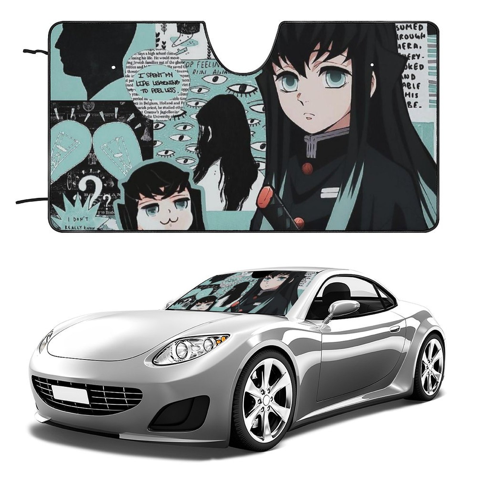 Demon Slayer Muichiro Tokito Windshield Sun Shade, Front Foldable ...